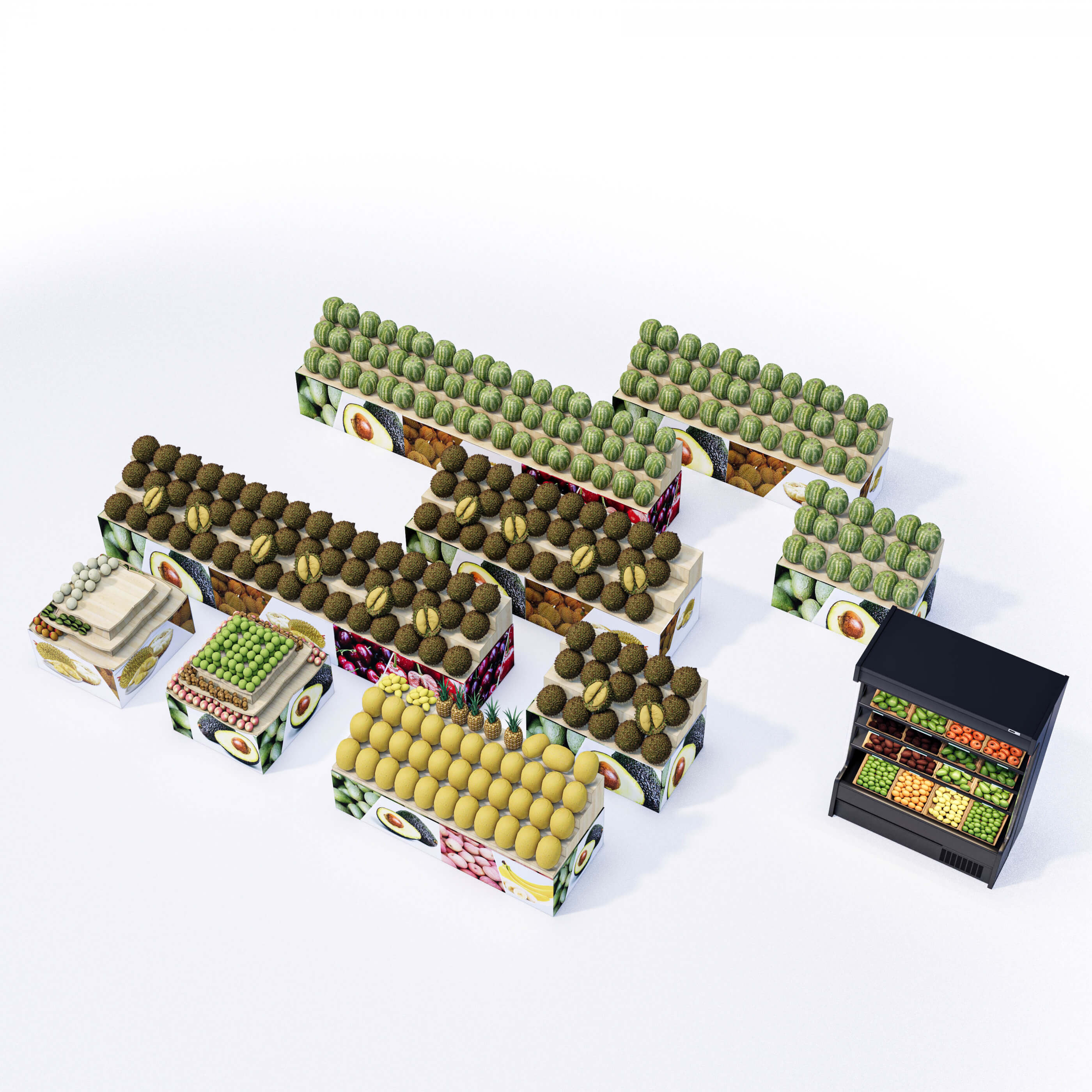 Fruits and Vegetables Supermarket Grocery Store - 3D Model by IID Studio