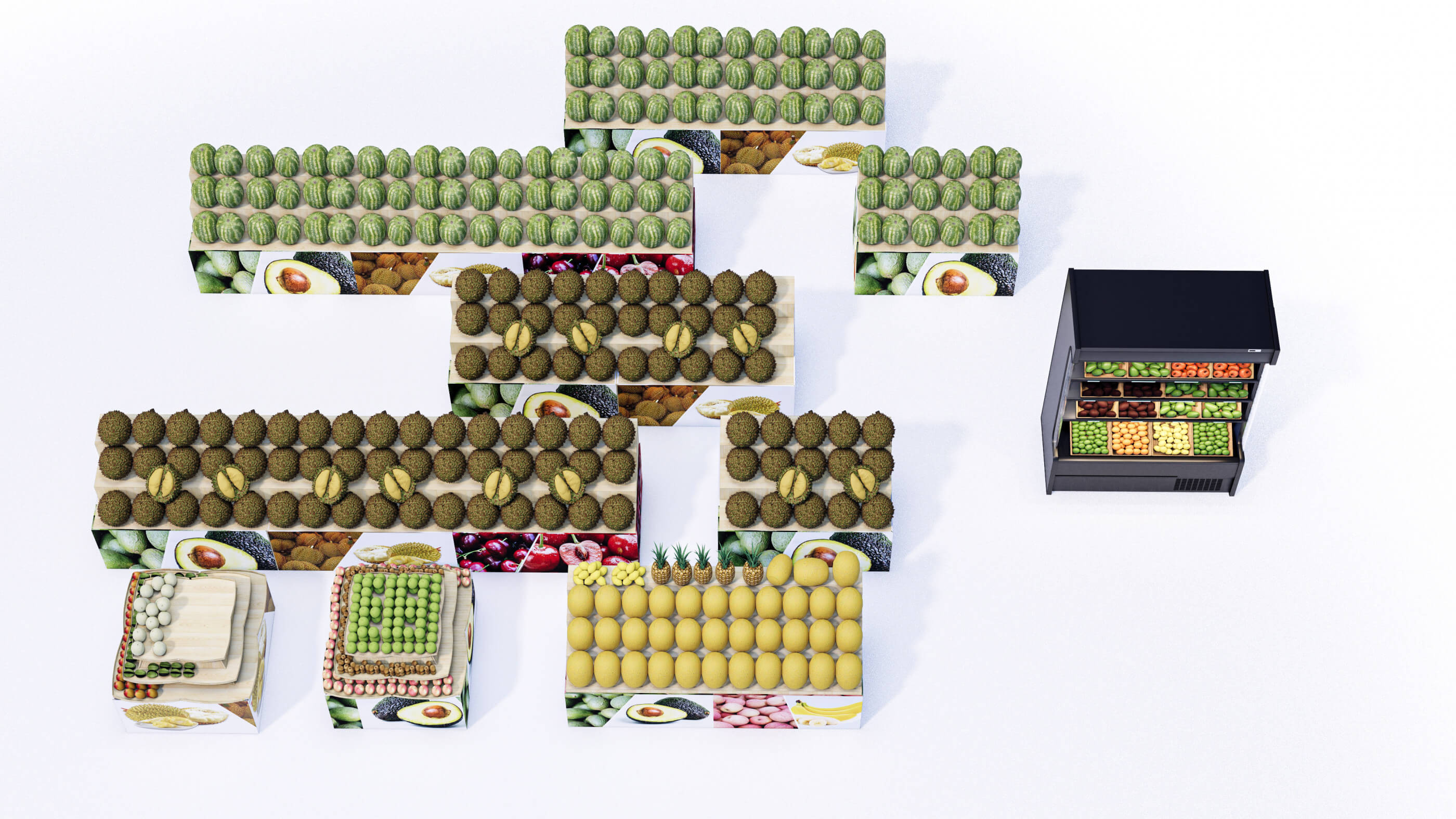 Fruits and Vegetables Supermarket Grocery Store - 3D Model by IID Studio