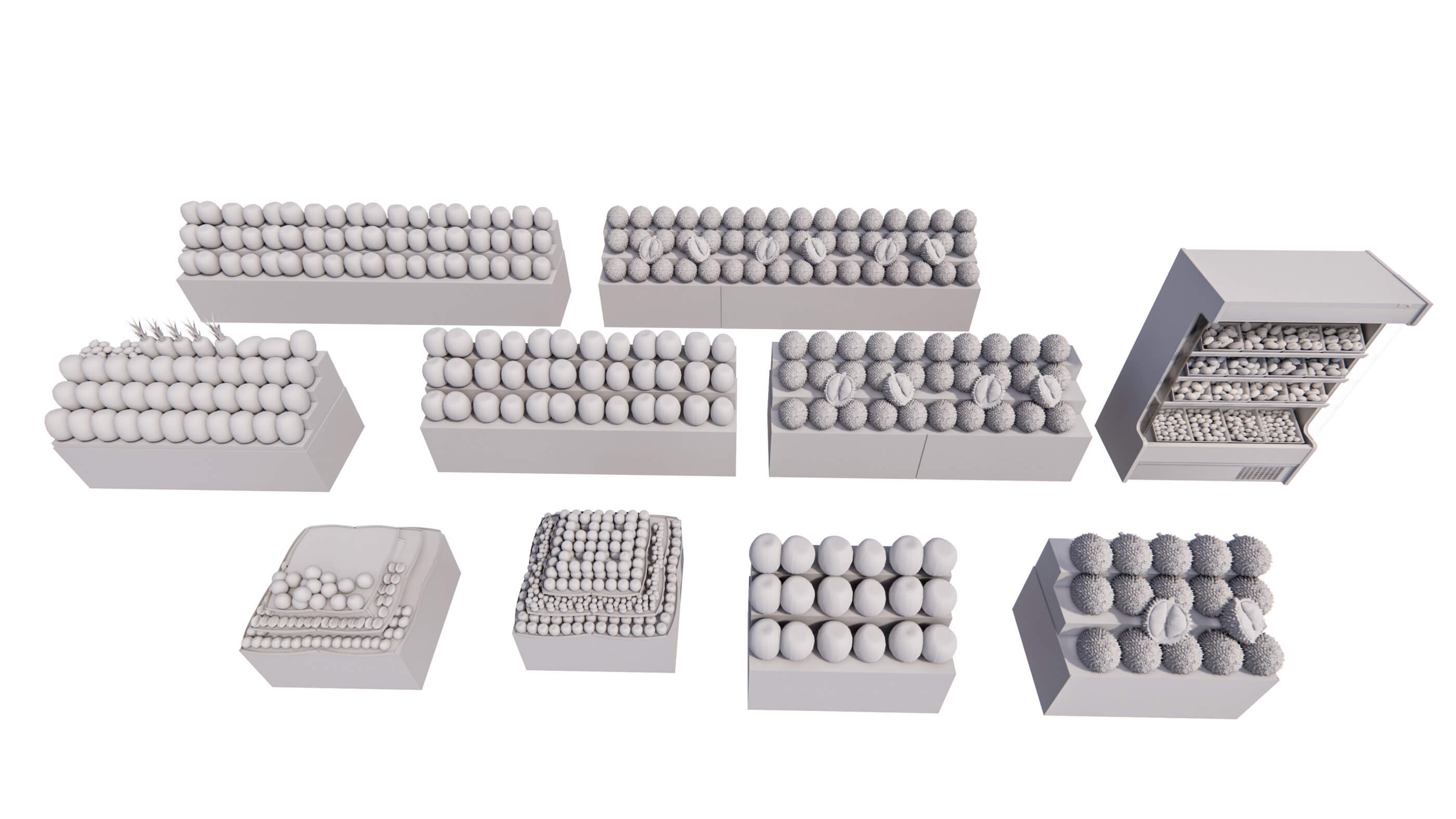 Fruits and Vegetables Supermarket Grocery Store - 3D Model by IID Studio