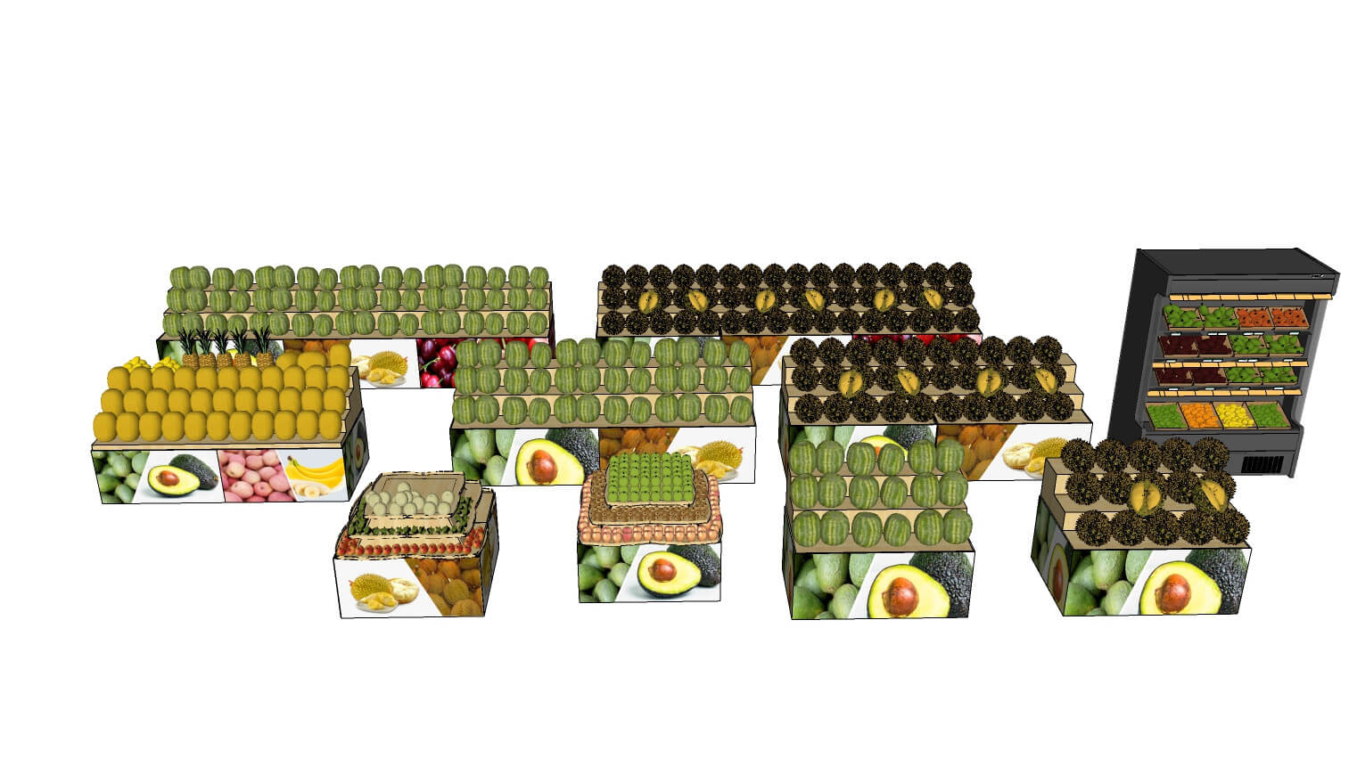 Fruits and Vegetables Supermarket Grocery Store - 3D Model by IID Studio