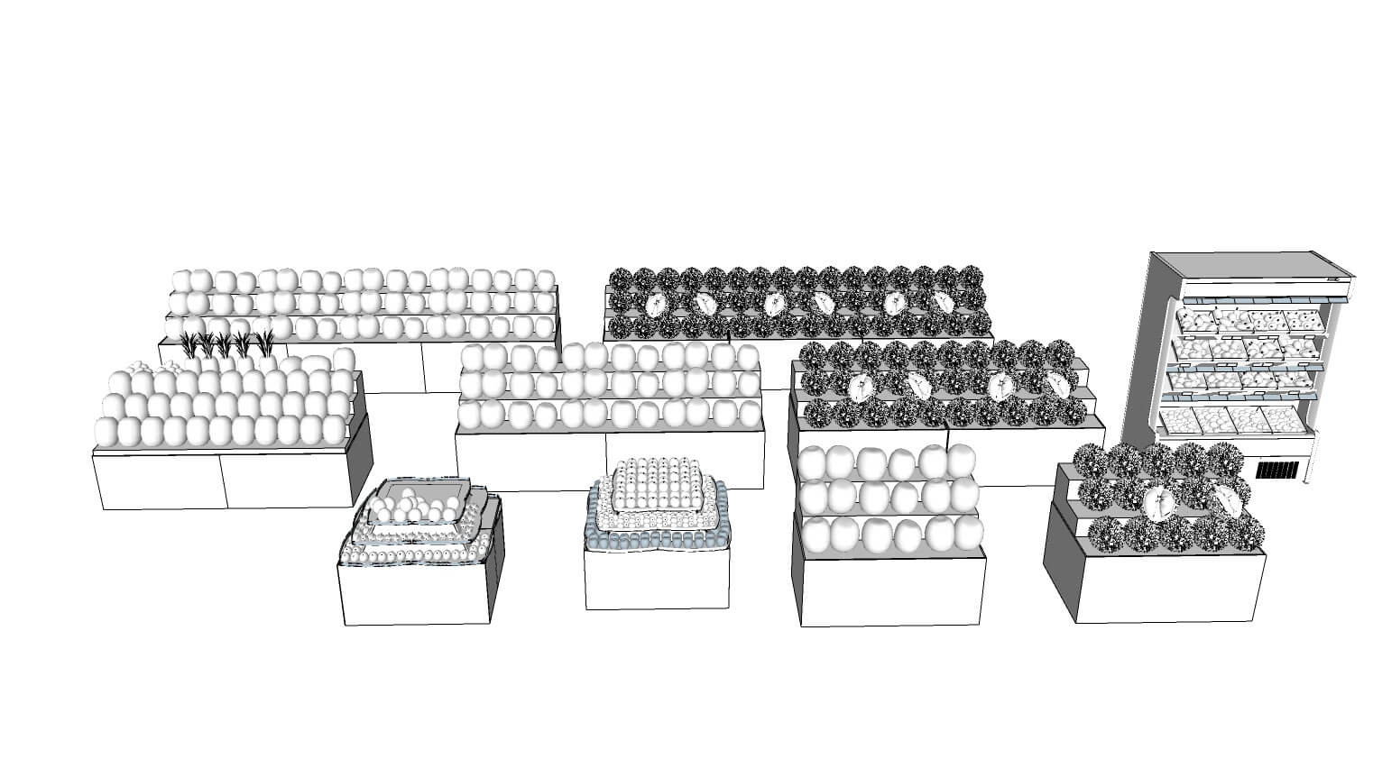 Fruits and Vegetables Supermarket Grocery Store - 3D Model by IID Studio