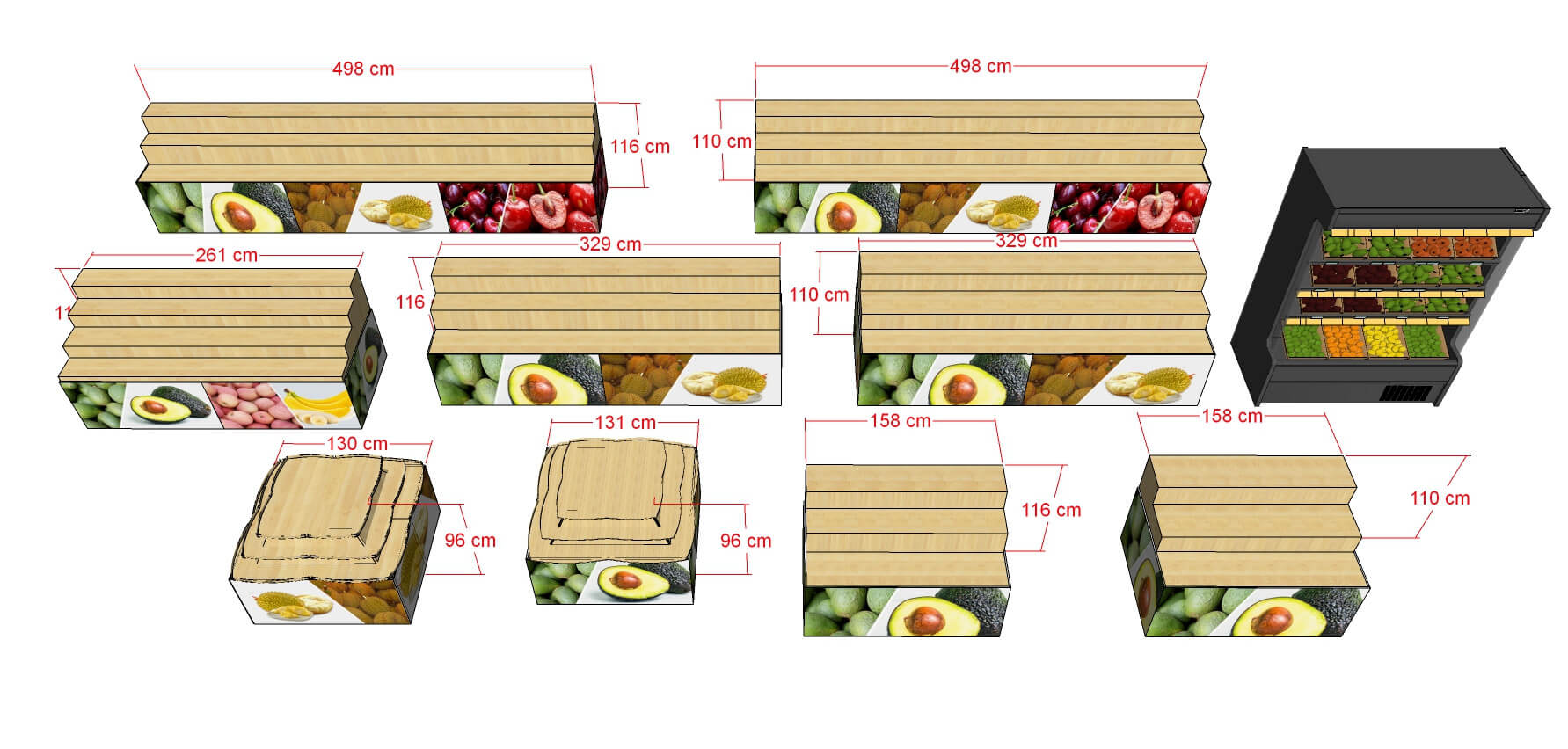 Fruits and Vegetables Supermarket Grocery Store - 3D Model by IID Studio