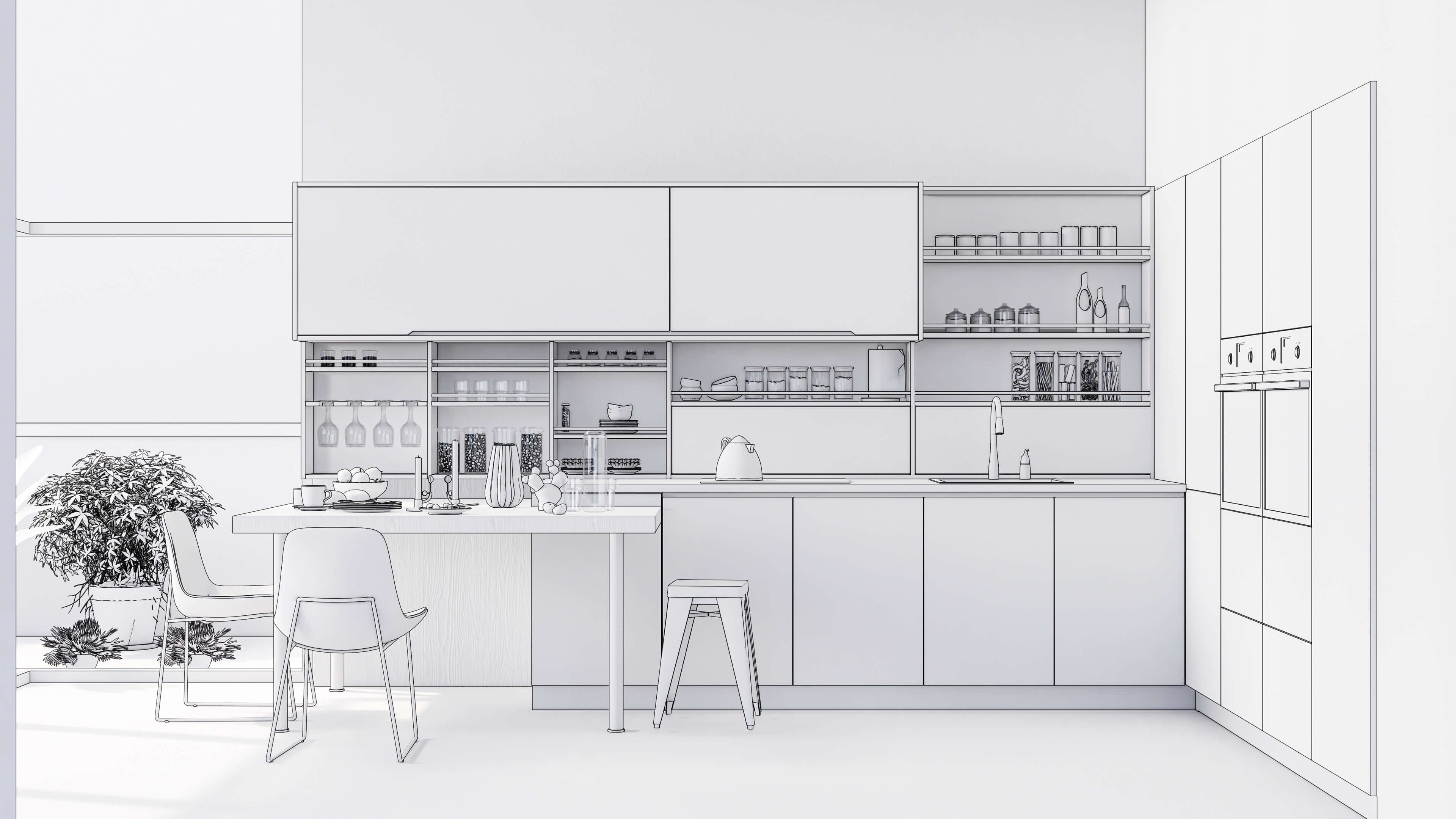 Kitchen Advanced Modeling Scene 3 - 3D Model by IID Studio