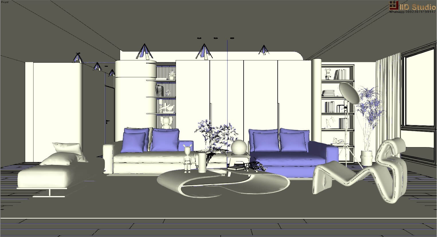 Living Room Interior Full Scene - 3D Model by IID Studio