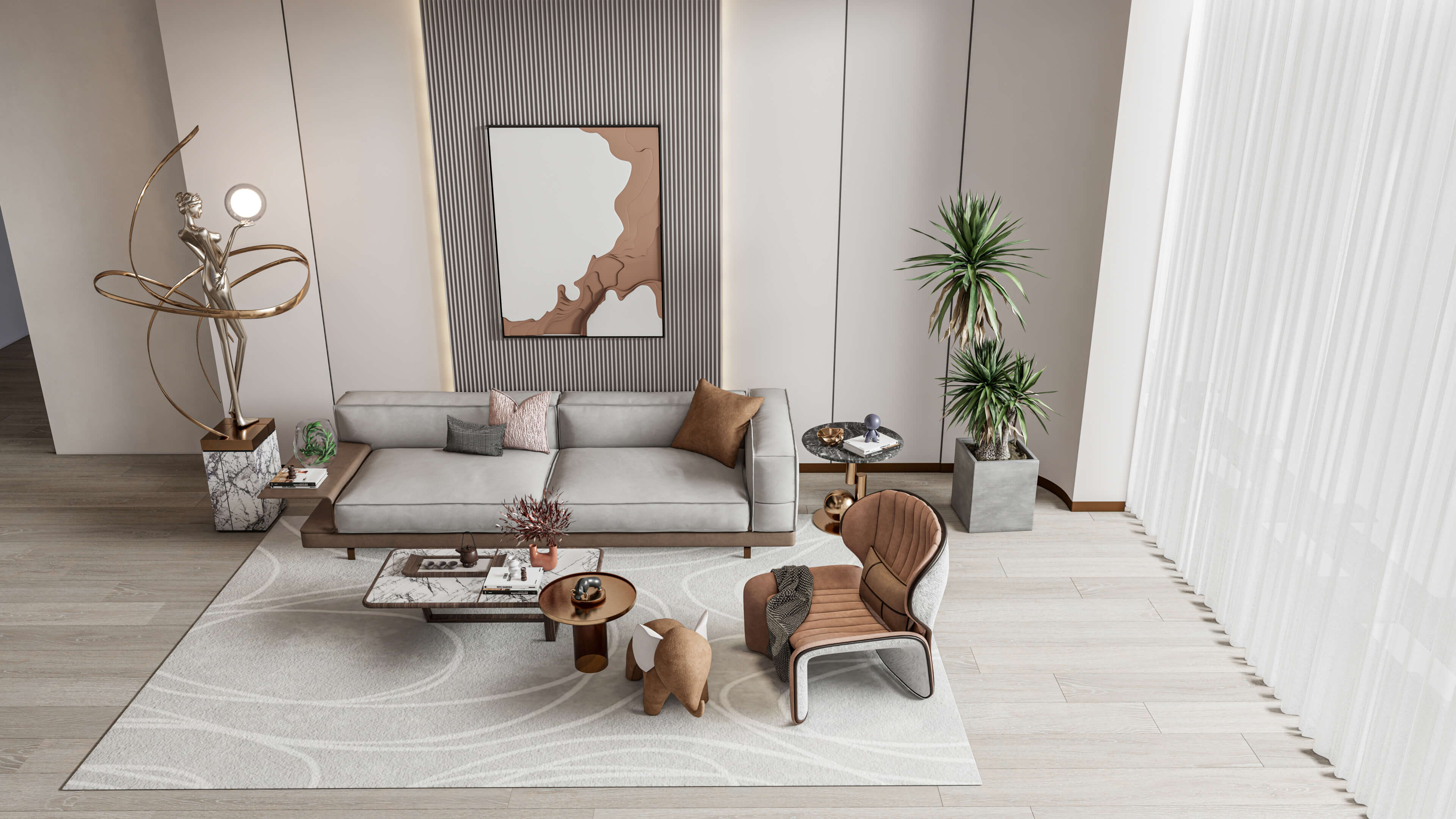 Living Room Interior Full Scene 10 - 3D Model by IID Studio