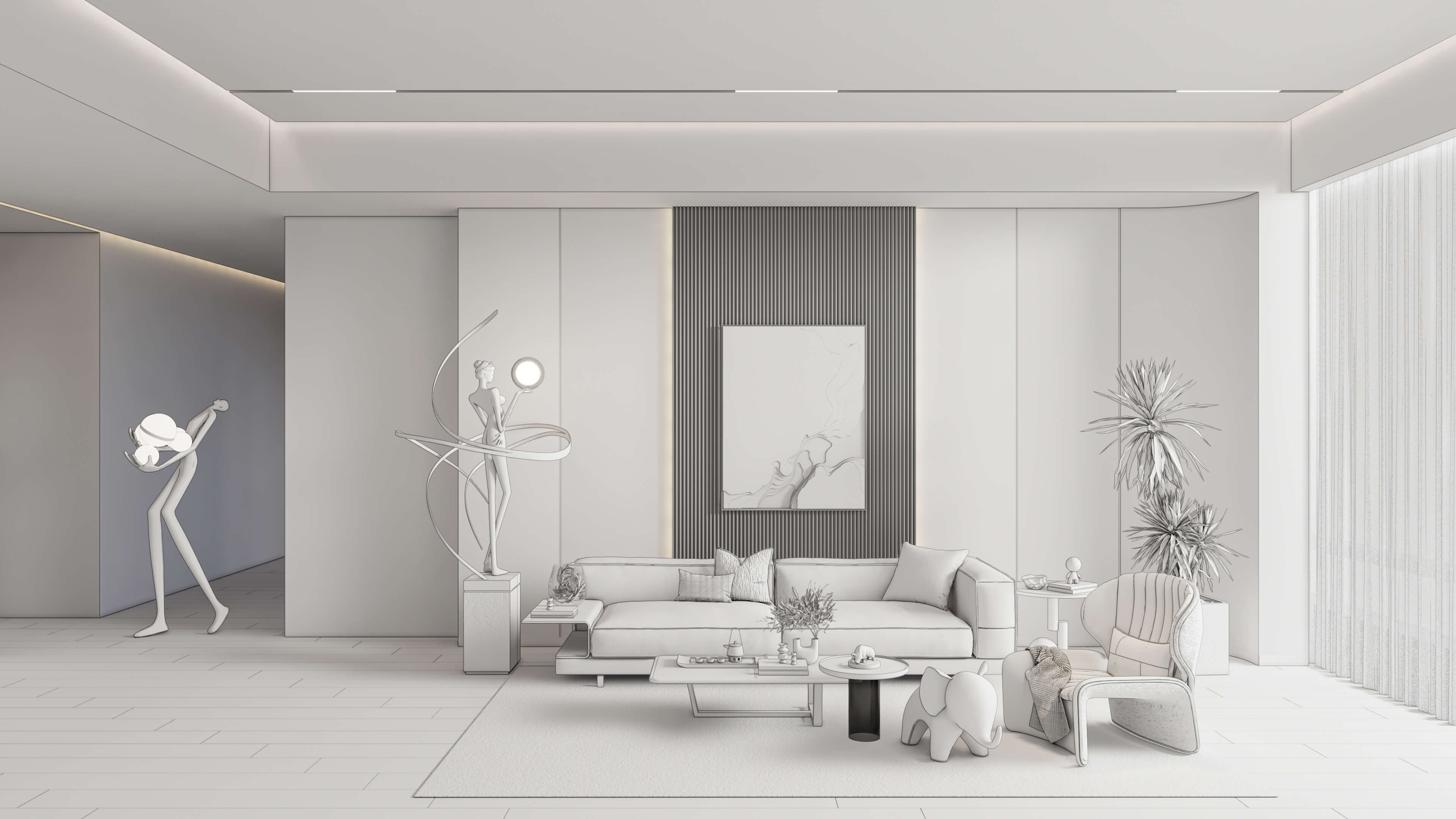 Living Room Interior Full Scene 10 - 3D Model by IID Studio