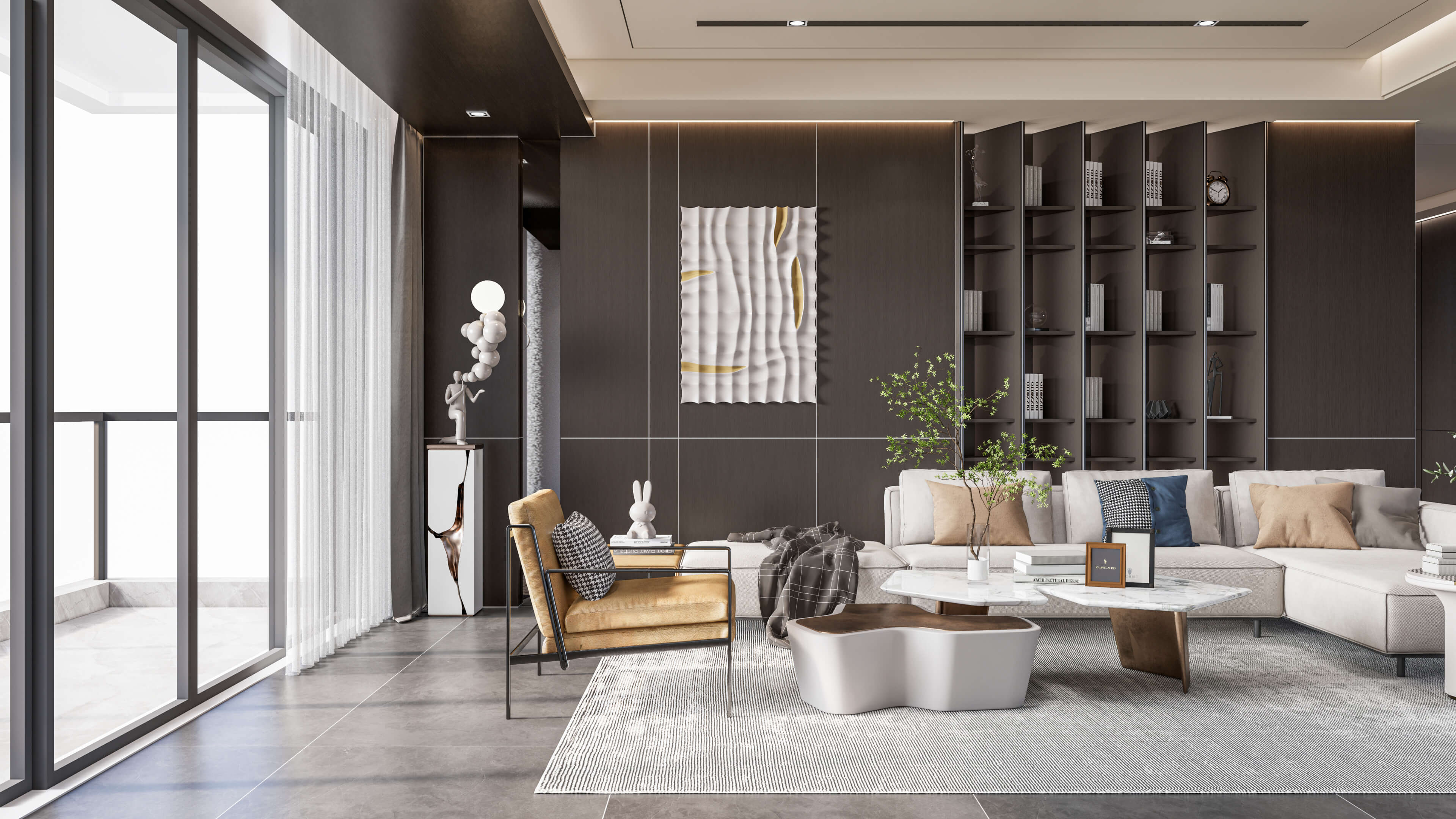 Living Room Interior Full Scene - 3D Model by IID Studio