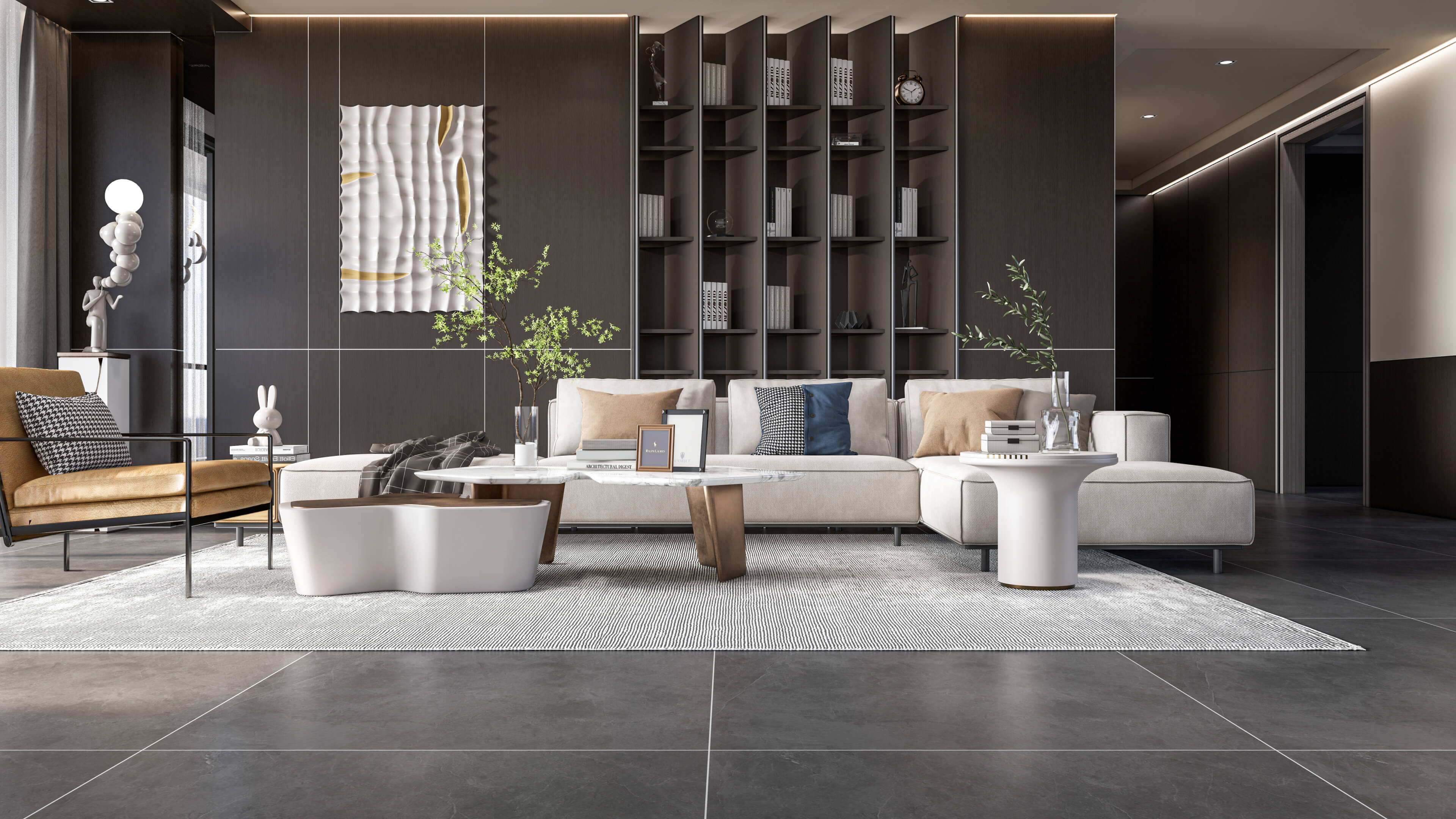 Living Room Interior Full Scene - 3D Model by IID Studio