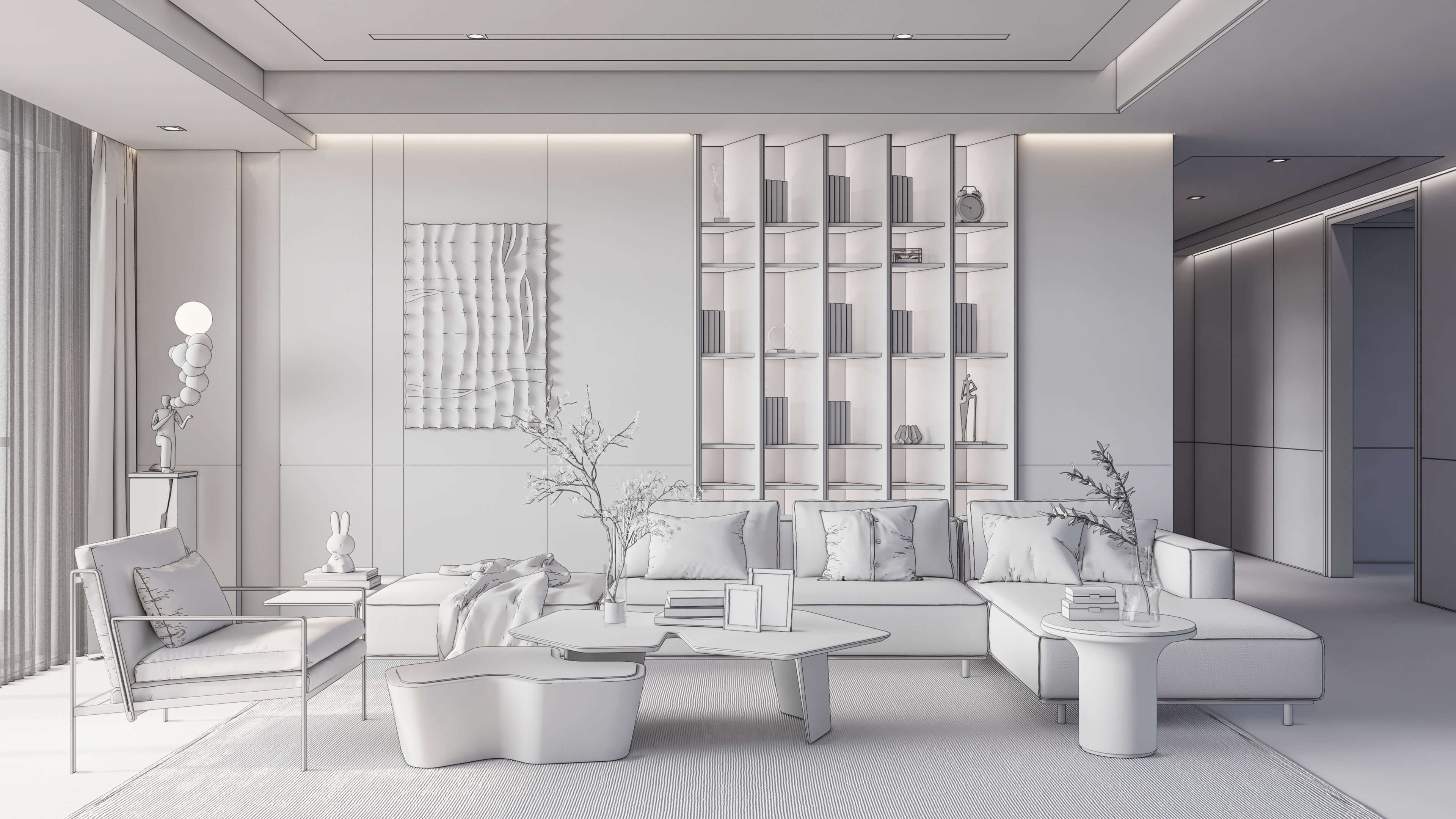 Living Room Interior Full Scene 11 - 3D Model by IID Studio