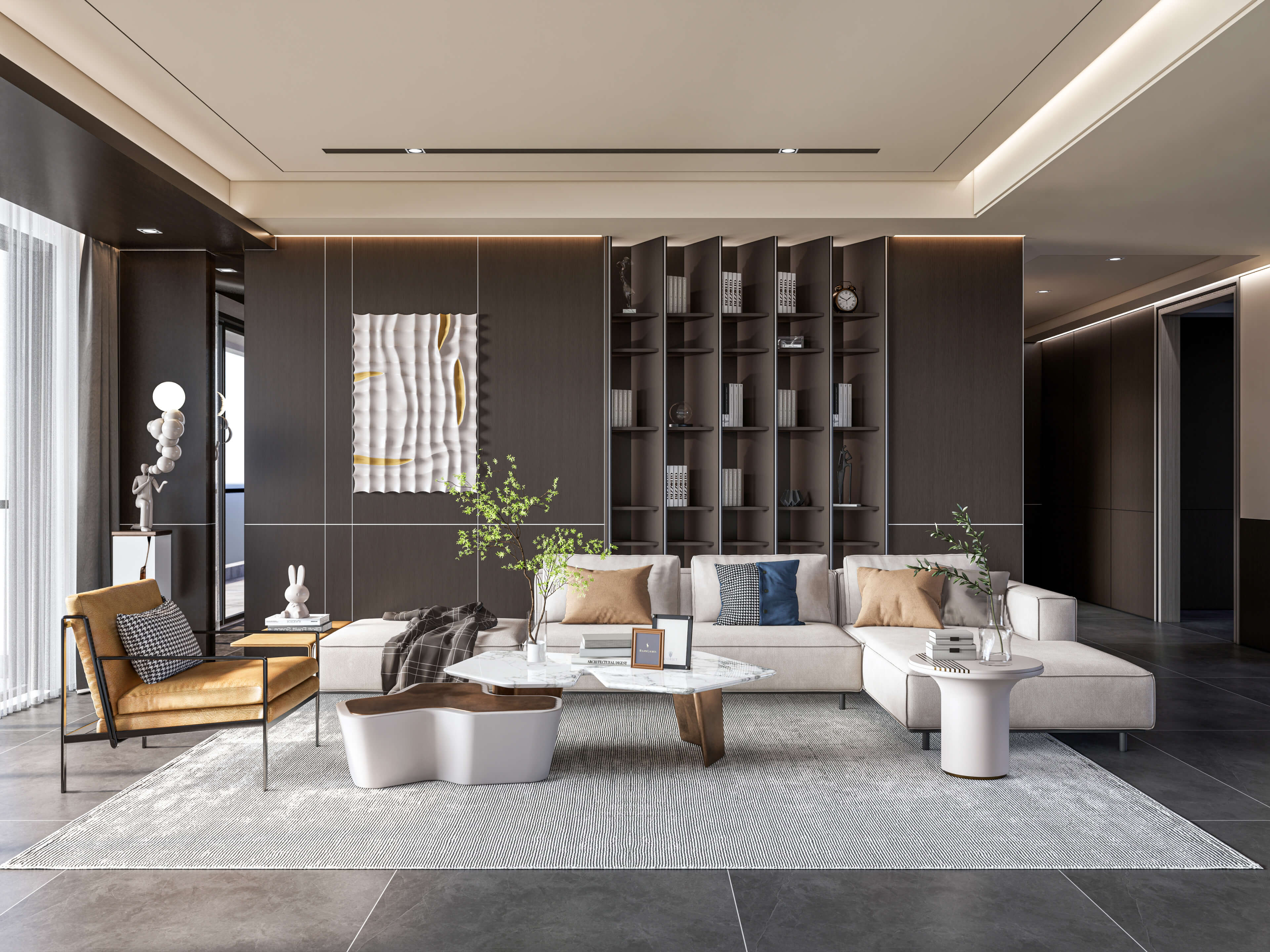 Living Room Interior Full Scene - 3D Model by IID Studio