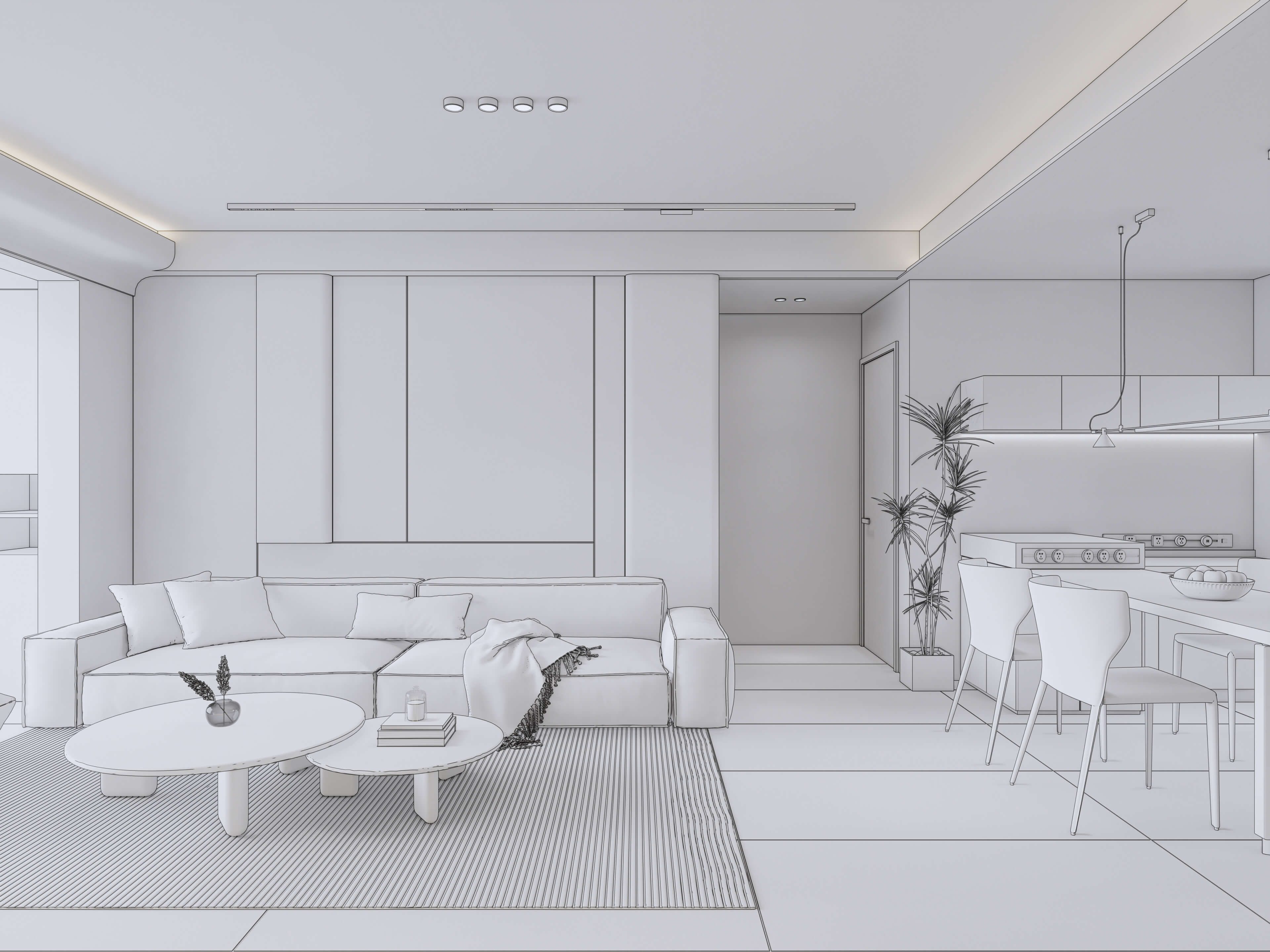 Living Room Interior Full Scene - 3D Model by IID Studio
