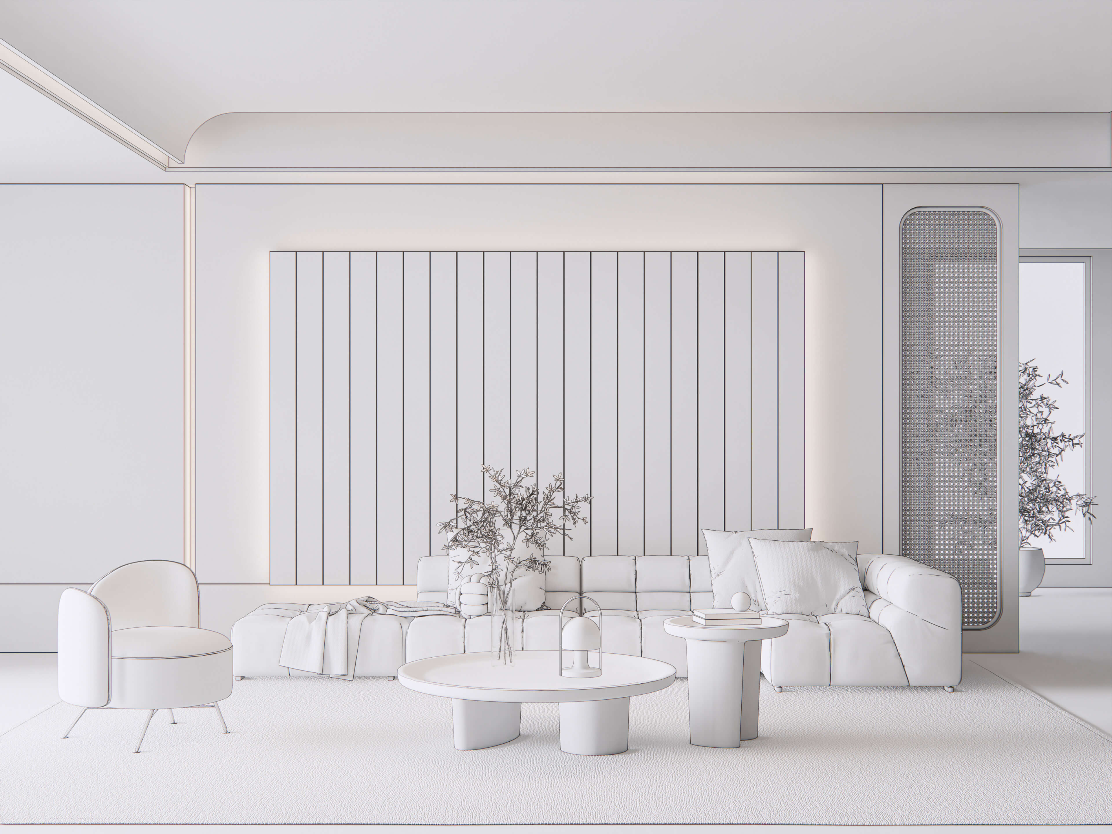 Living Room Interior Full Scene - 3D Model by IID Studio