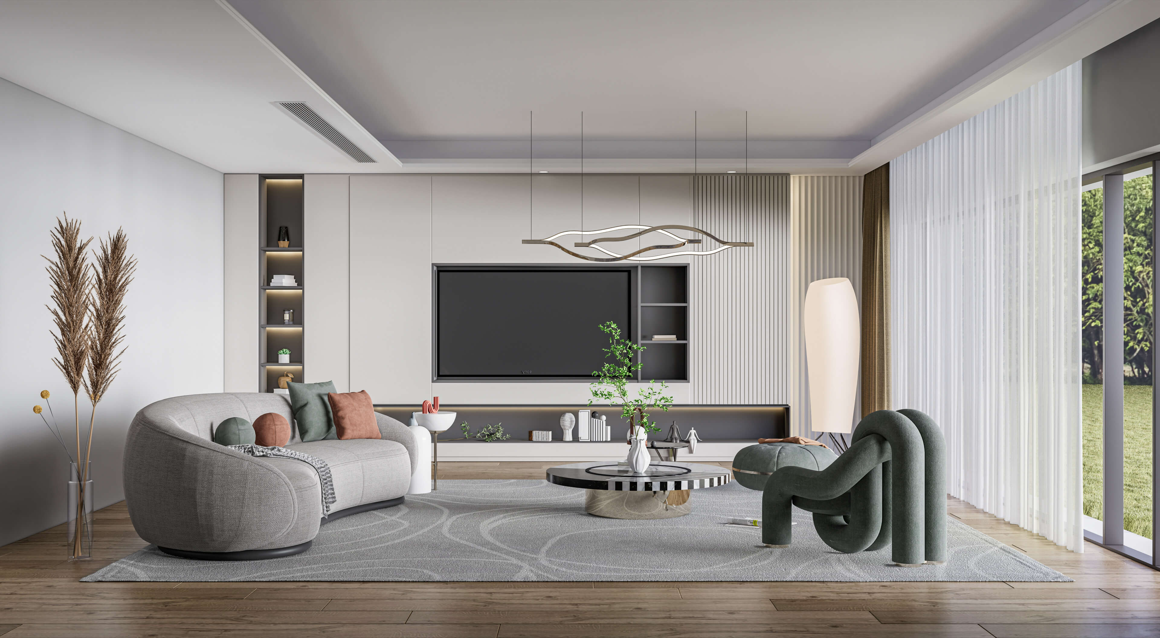 Living Room Interior Full Scene 1 - 3D Model by IID Studio
