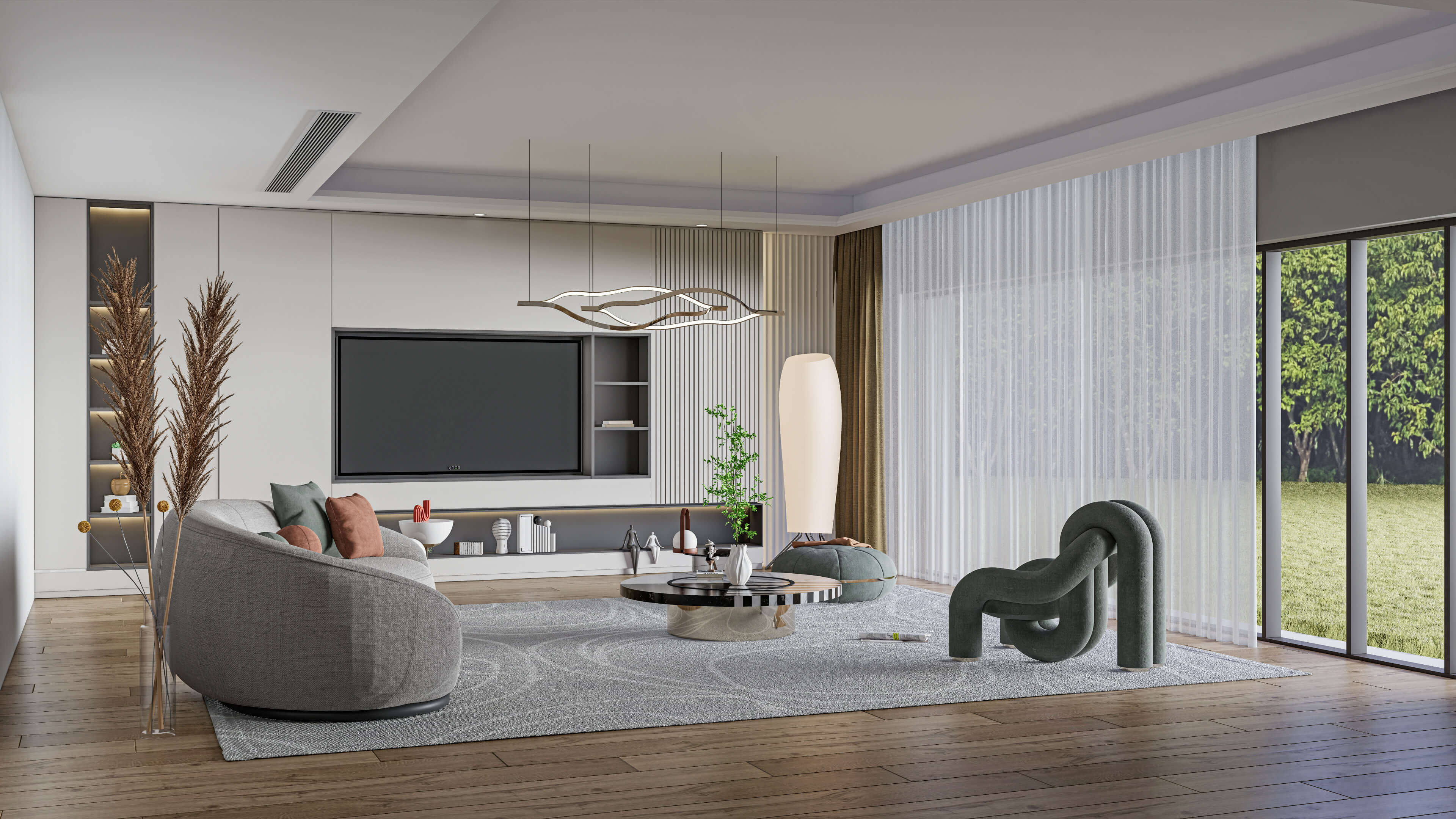 Living Room Interior Full Scene 1 - 3D Model by IID Studio