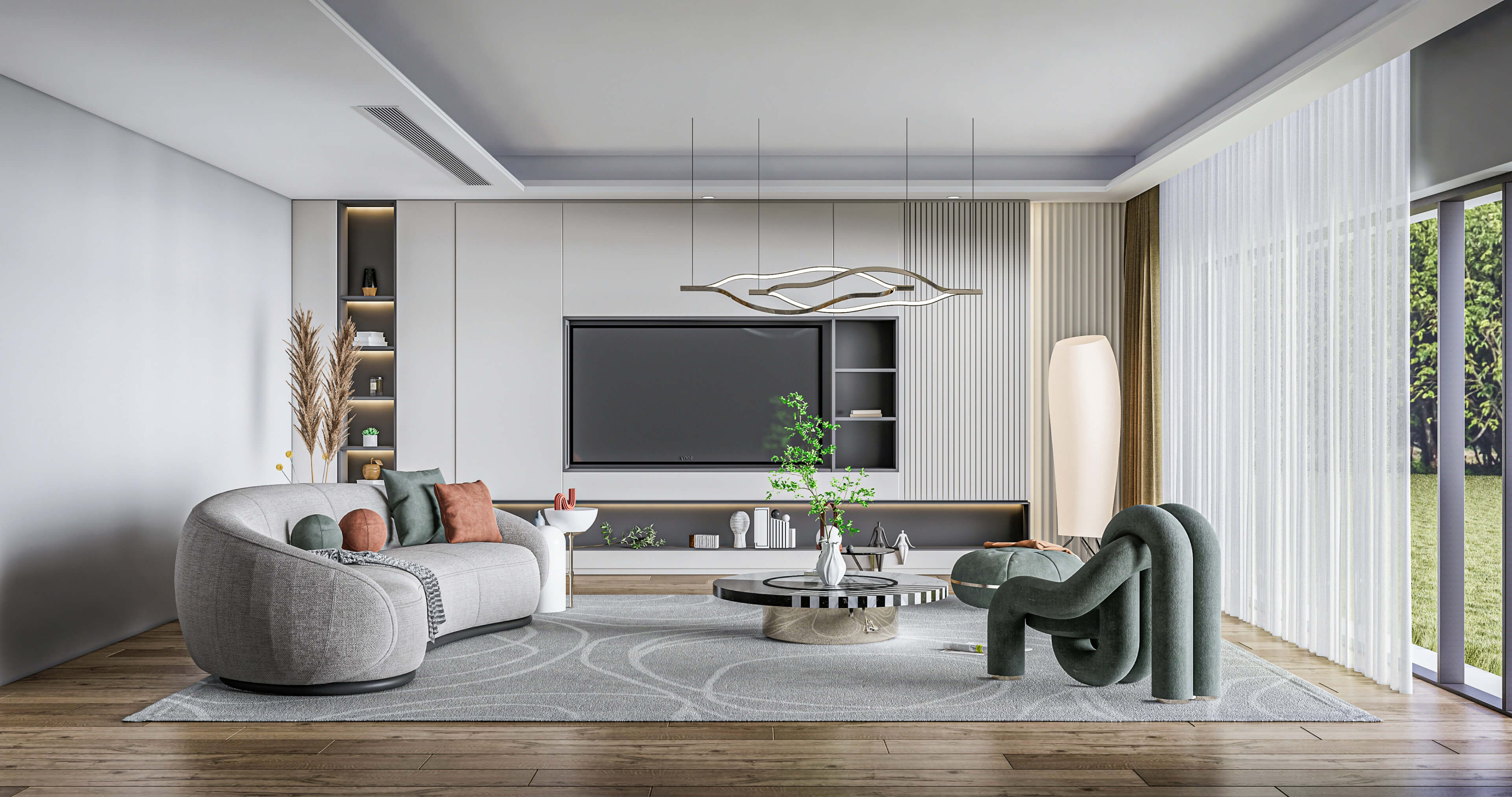 Living Room Interior Full Scene 1 - 3D Model by IID Studio