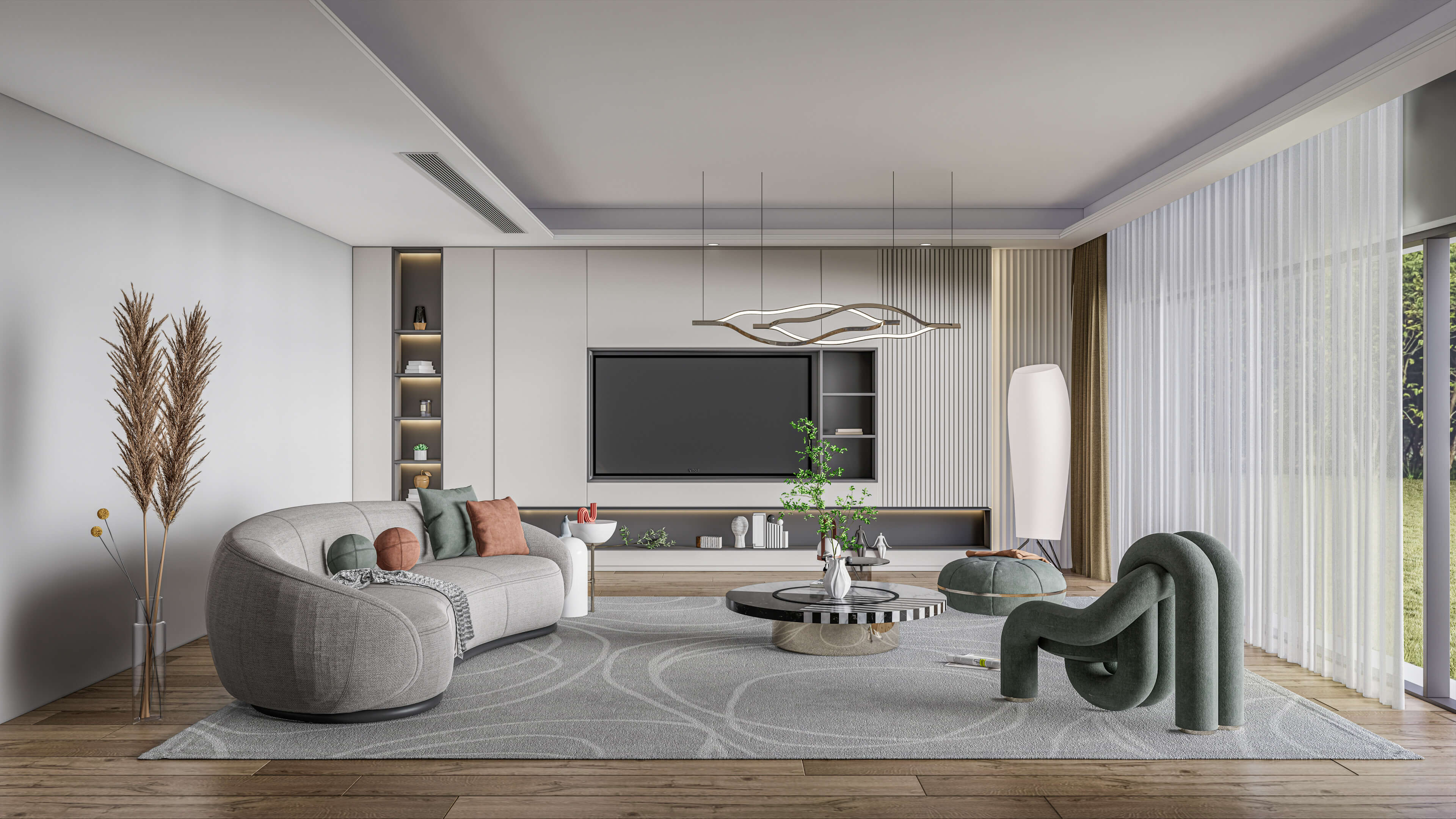 Living Room Interior Full Scene 1 - 3D Model by IID Studio
