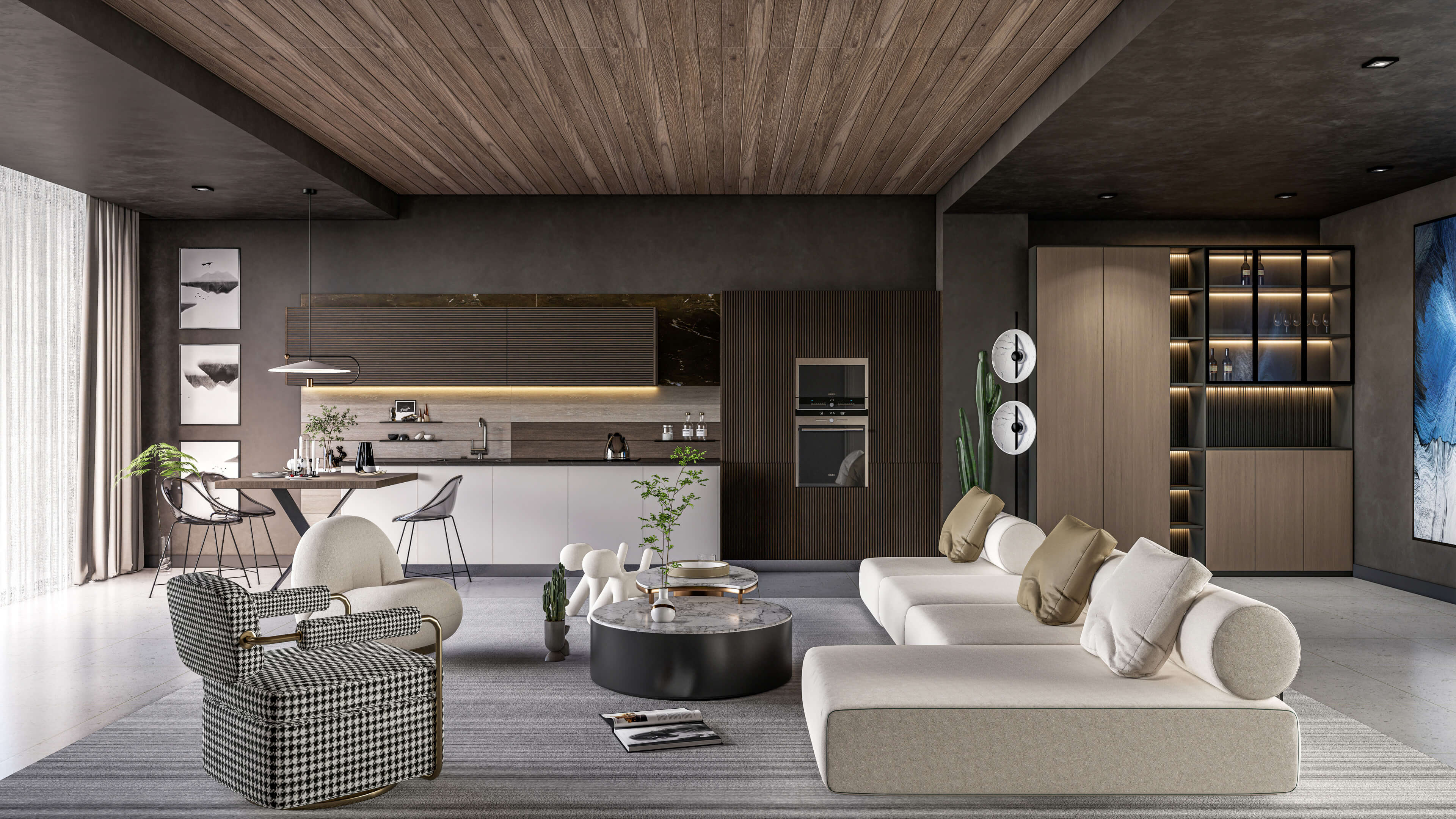 Living Room Interior Full Scene - 3D Model by IID Studio