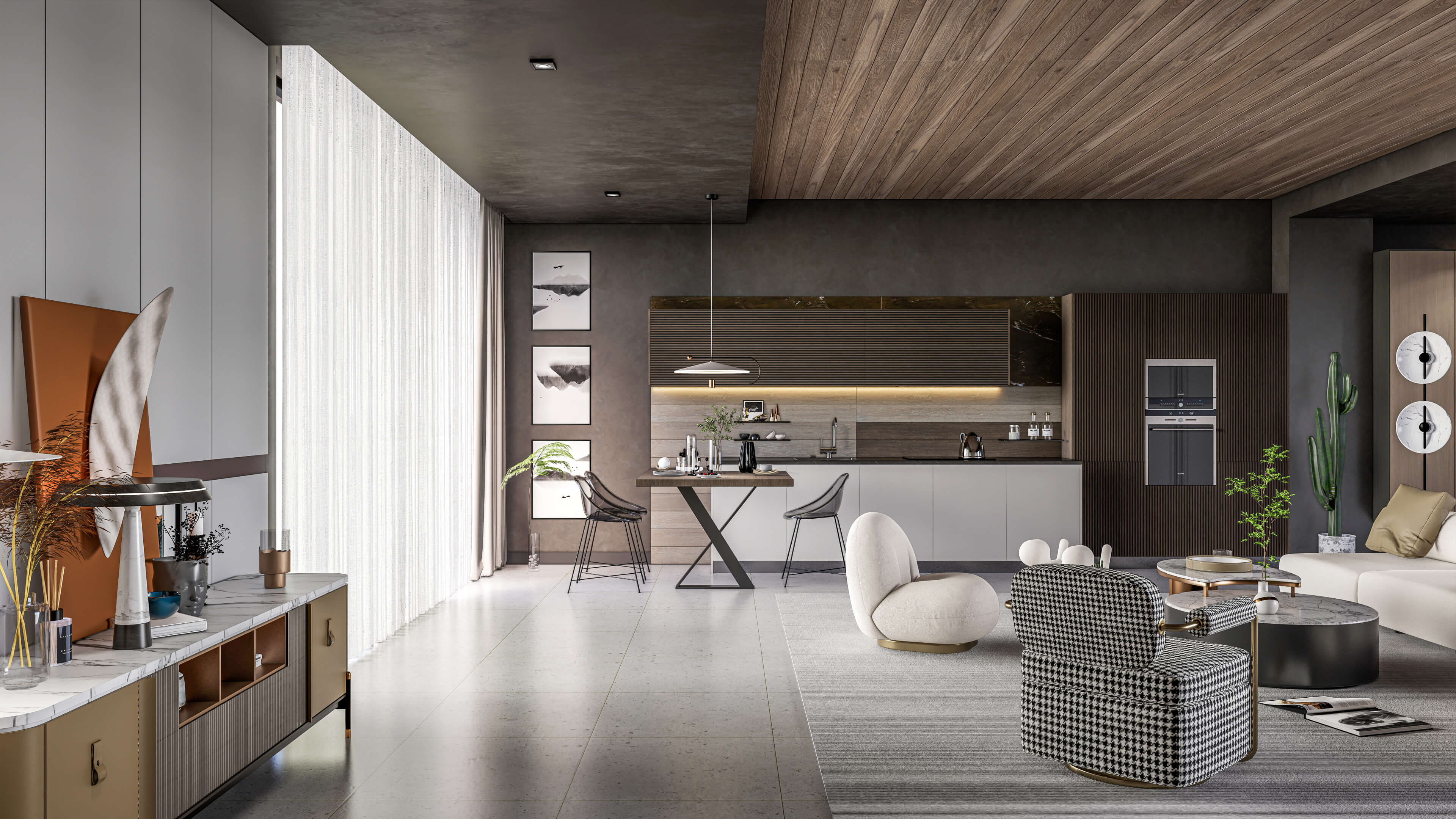 Living Room Interior Full Scene 3 - 3D Model by IID Studio