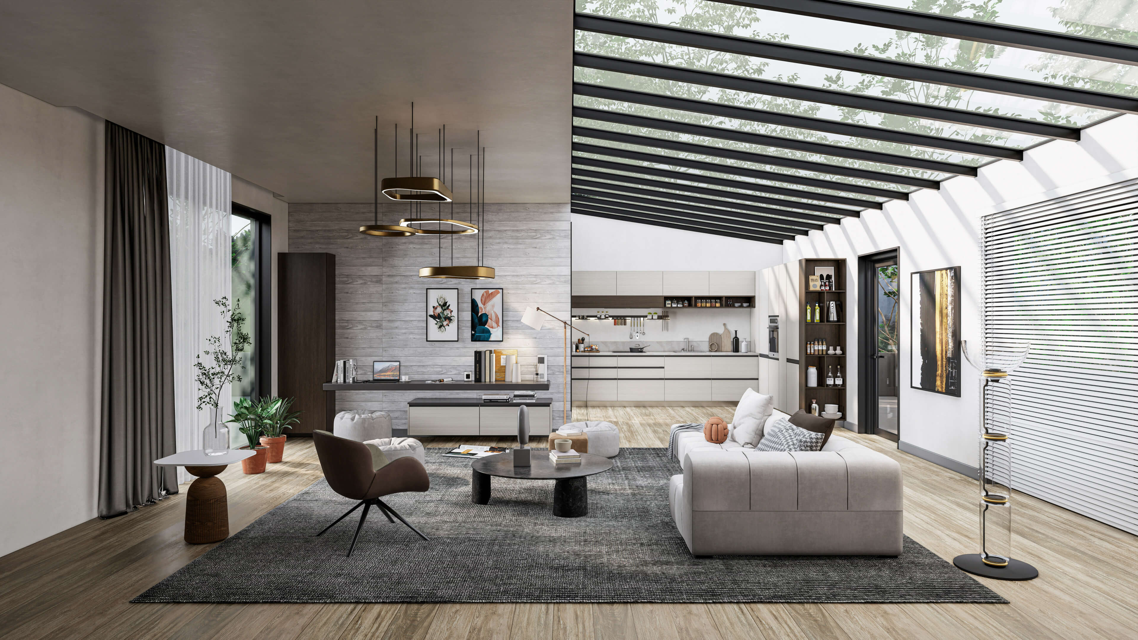 Living Room Interior Full Scene 5 - 3D Model by IID Studio