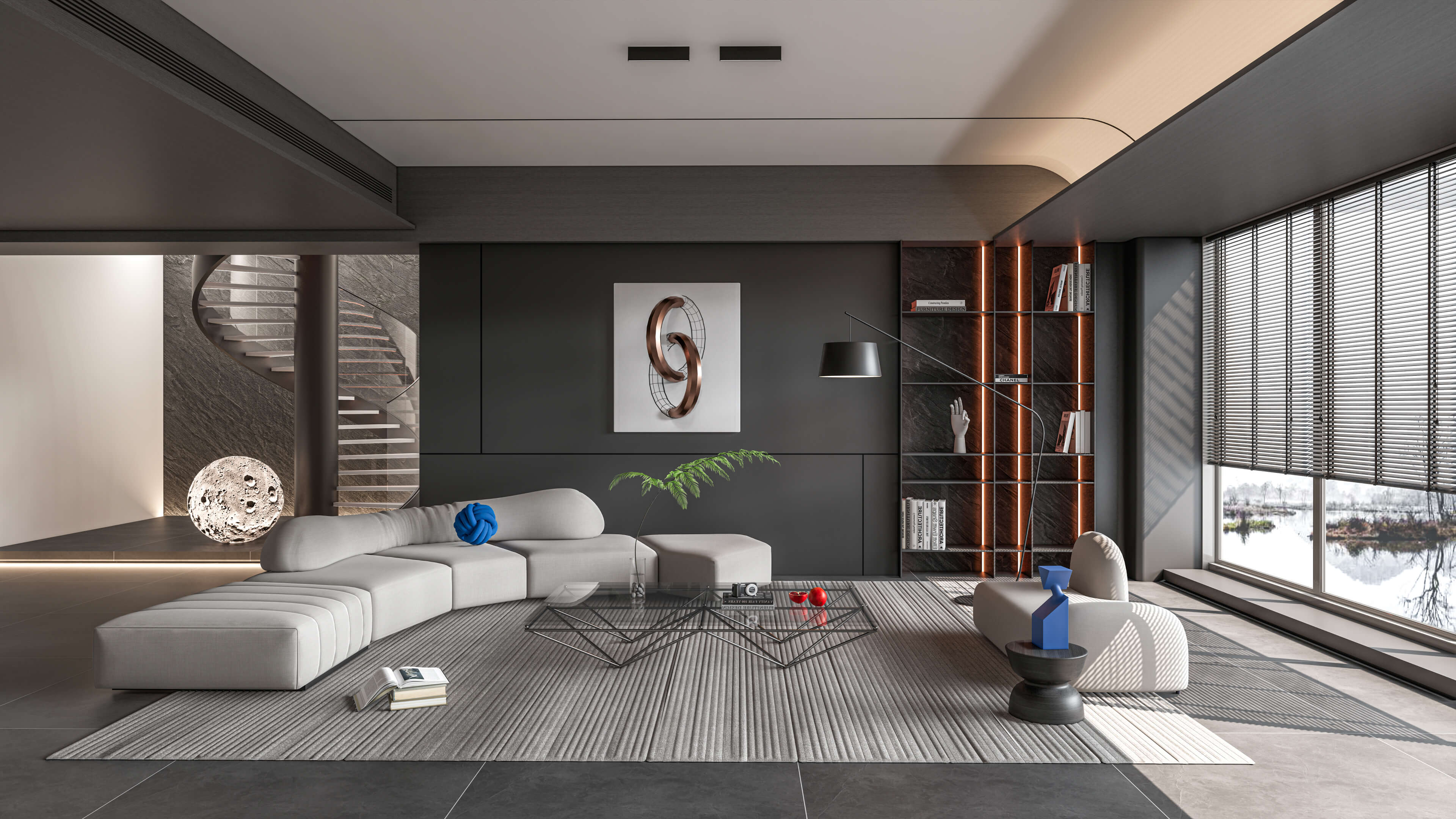 Living Room Interior Full Scene - 3D Model by IID Studio