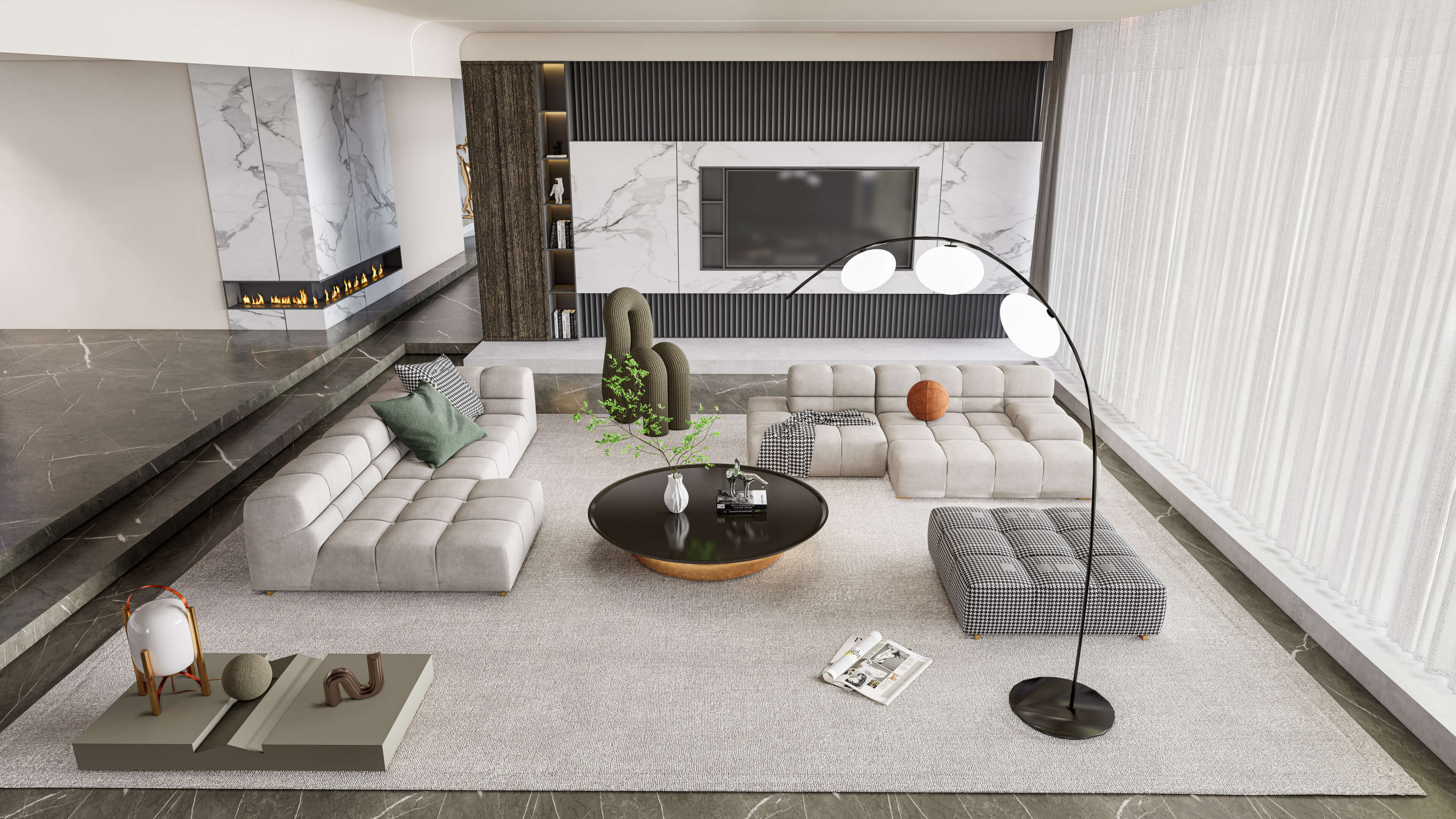 Living Room Interior Full Scene 8 - 3D Model by IID Studio