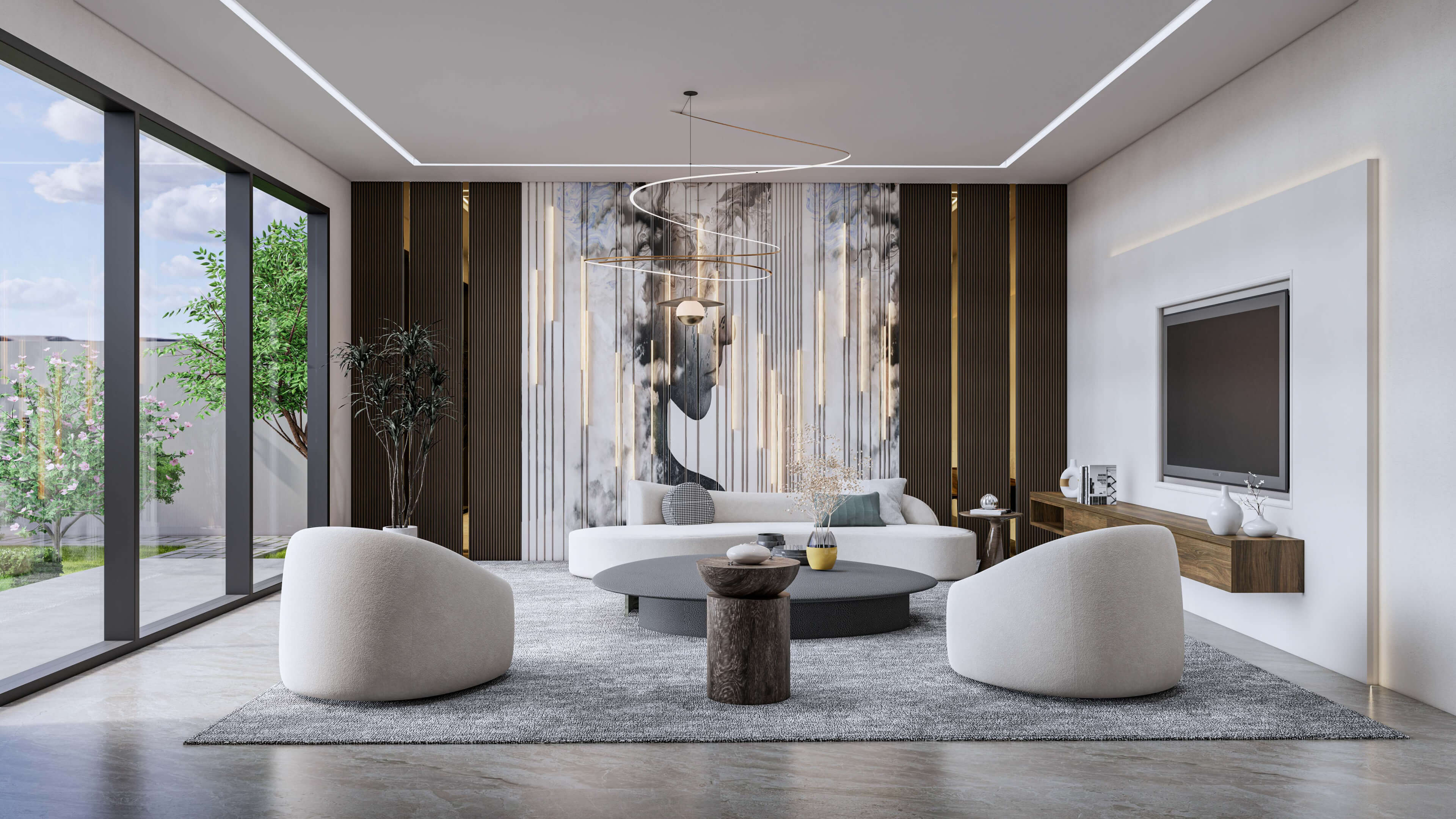 Living Room Interior Full Scene 00 - 3D Model by IID Studio