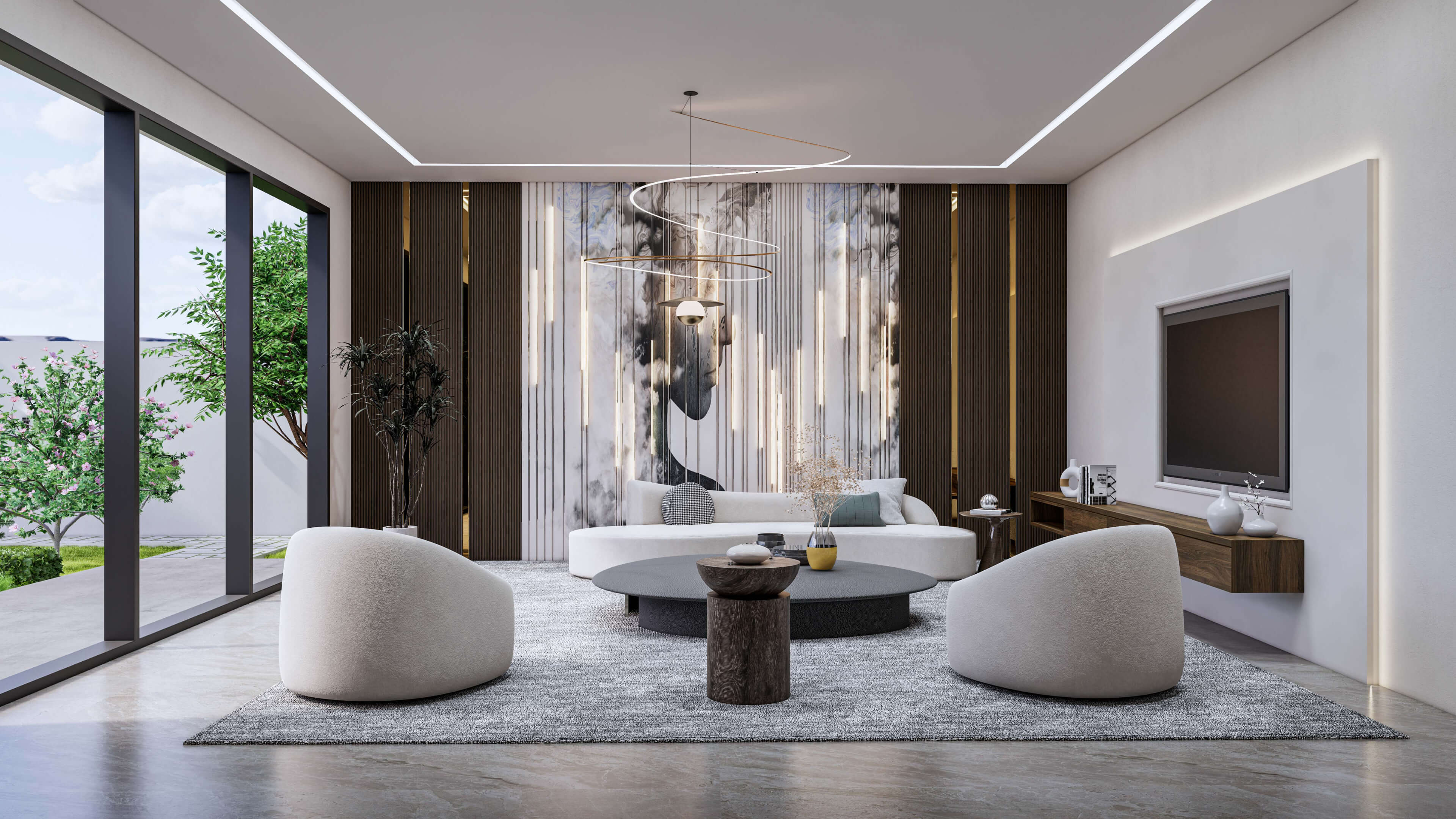 Living Room Interior Full Scene 00 - 3D Model by IID Studio