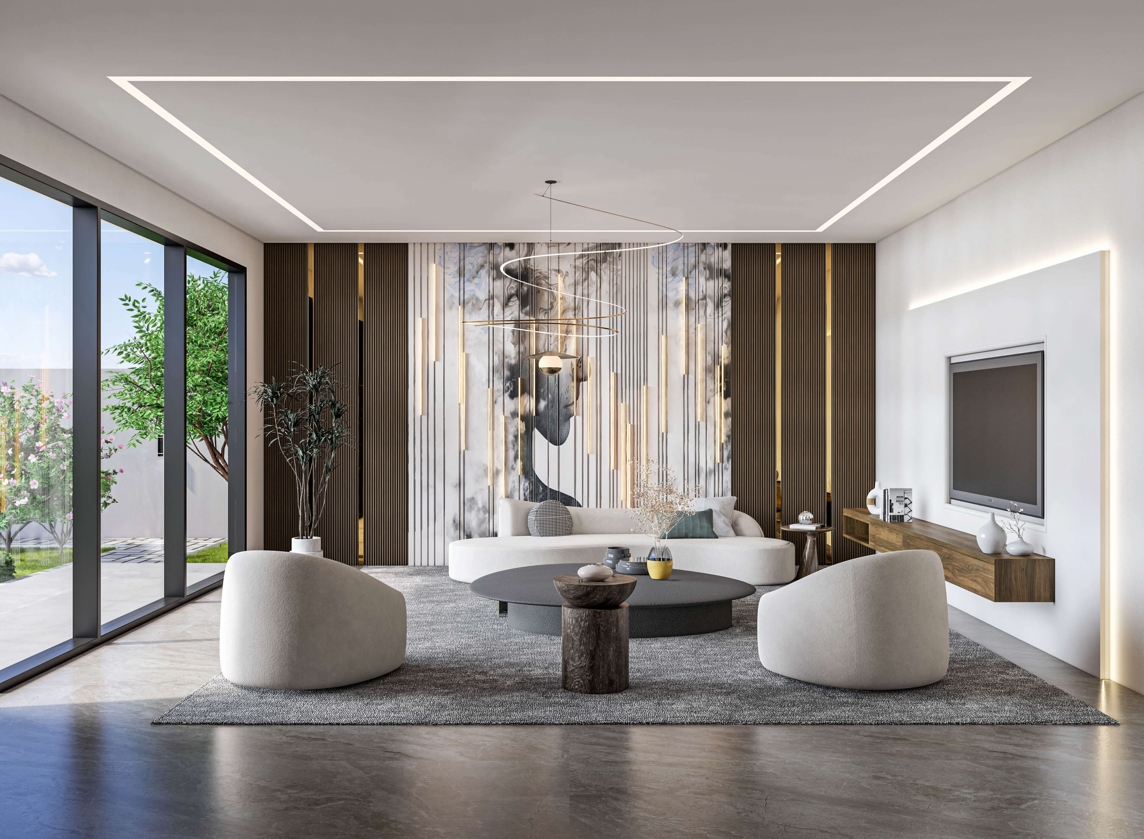 Living Room Interior Full Scene 00 - 3D Model by IID Studio