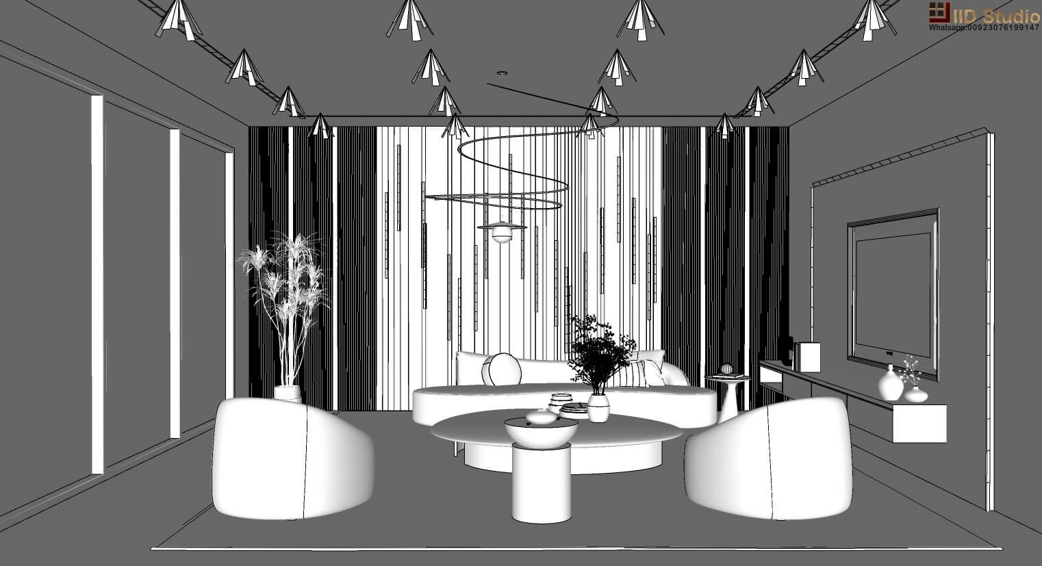 Living Room Interior Full Scene 00 - 3D Model by IID Studio