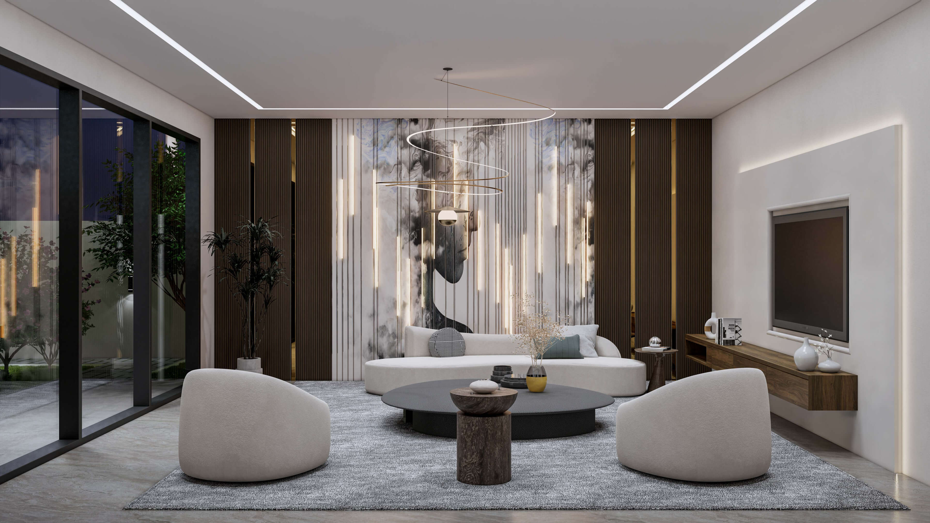 Living Room Interior Full Scene 00 - 3D Model by IID Studio