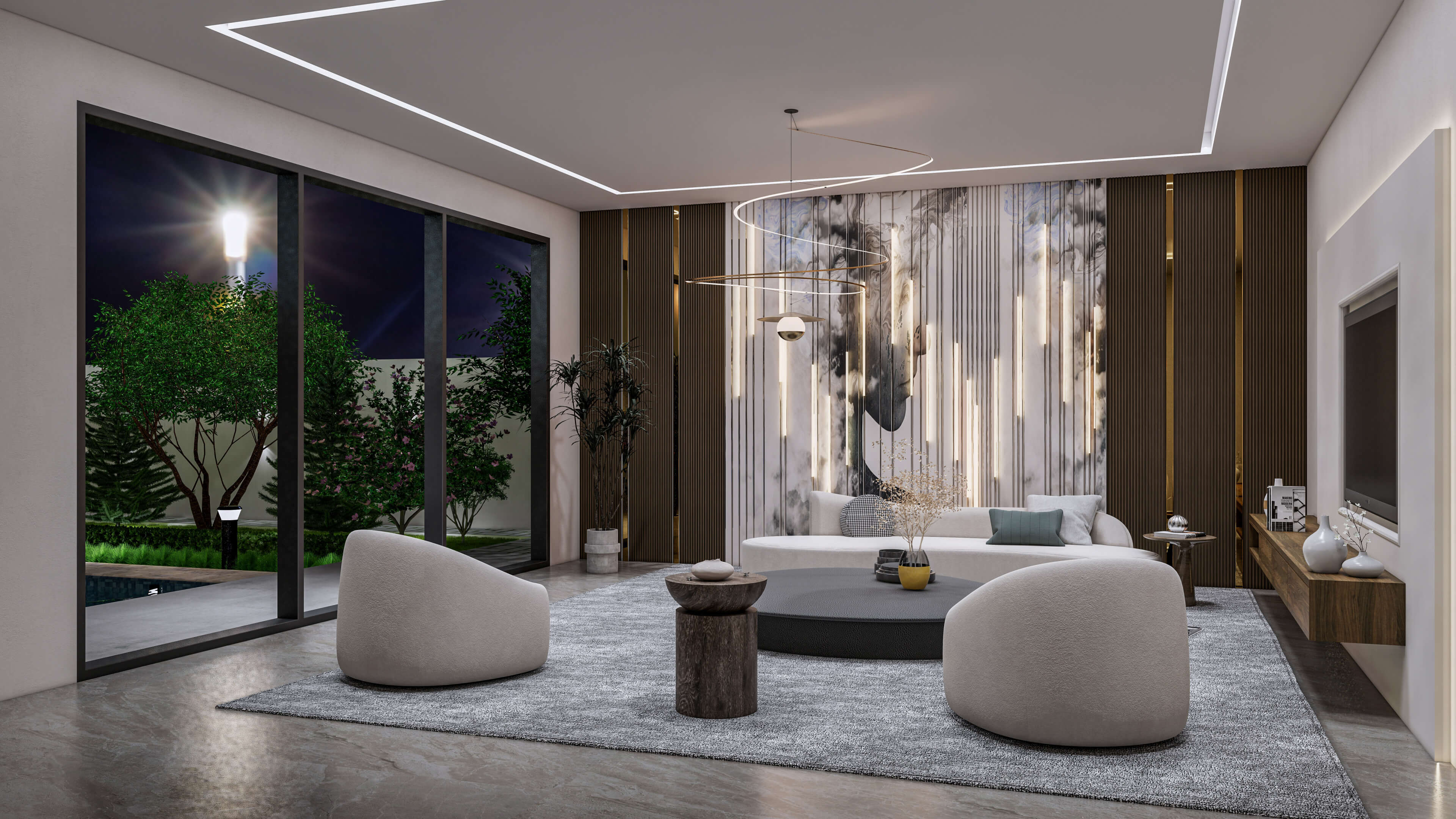 Living Room Interior Full Scene 00 - 3D Model by IID Studio
