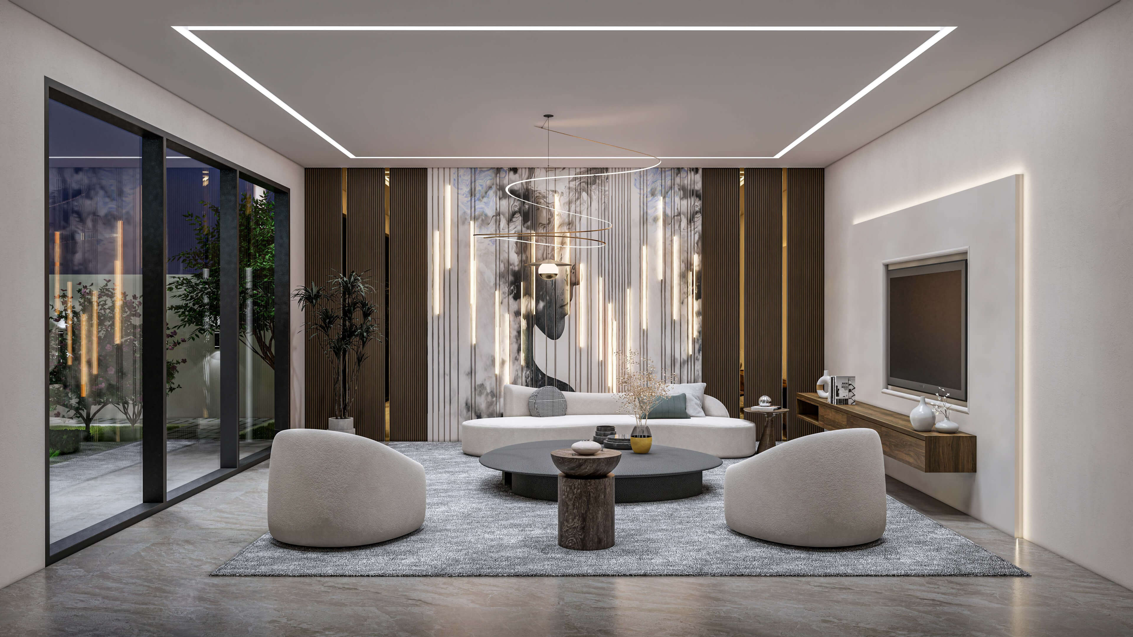Living Room Interior Full Scene 00 - 3D Model by IID Studio