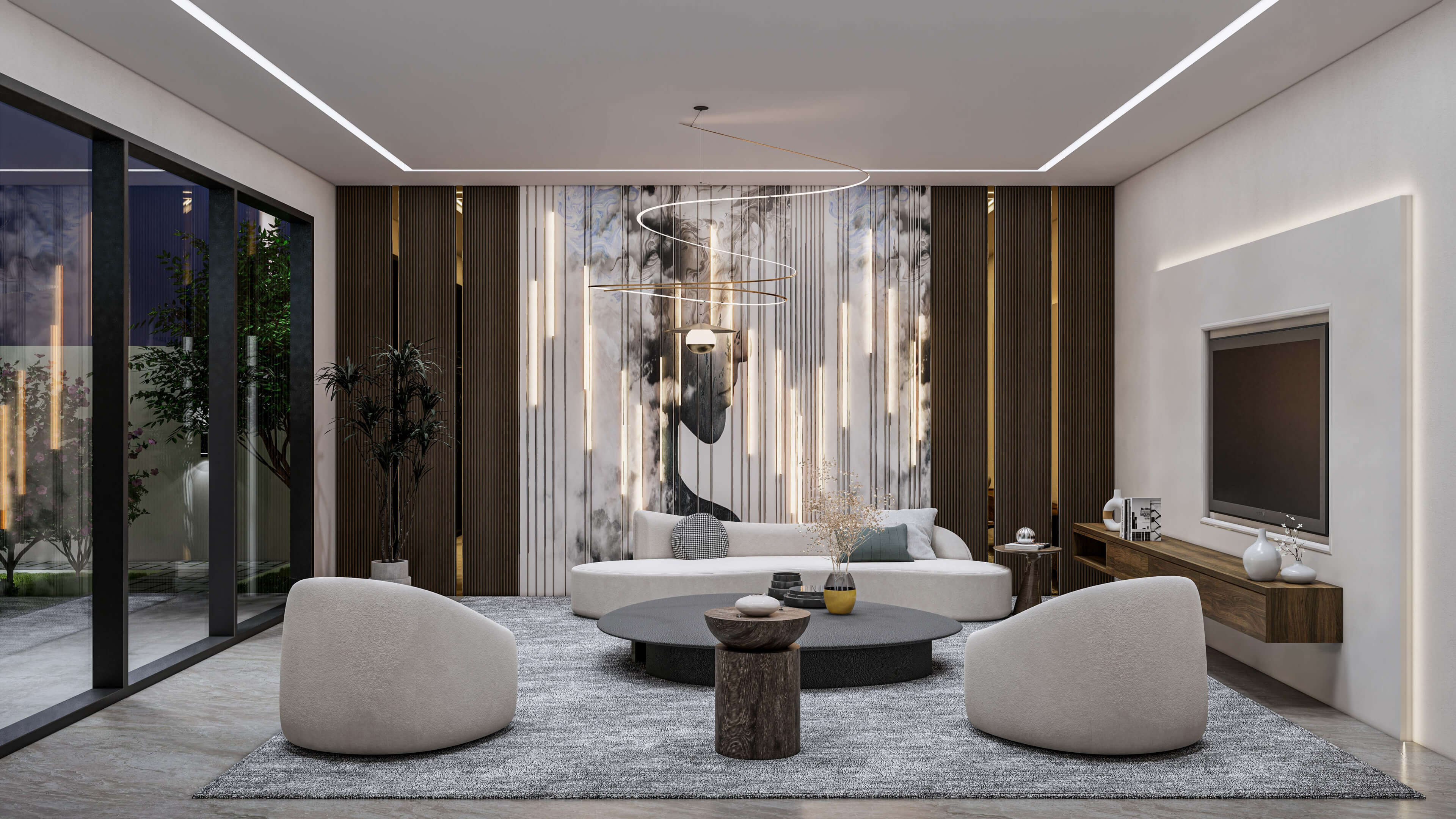 Living Room Interior Full Scene 00 - 3D Model by IID Studio