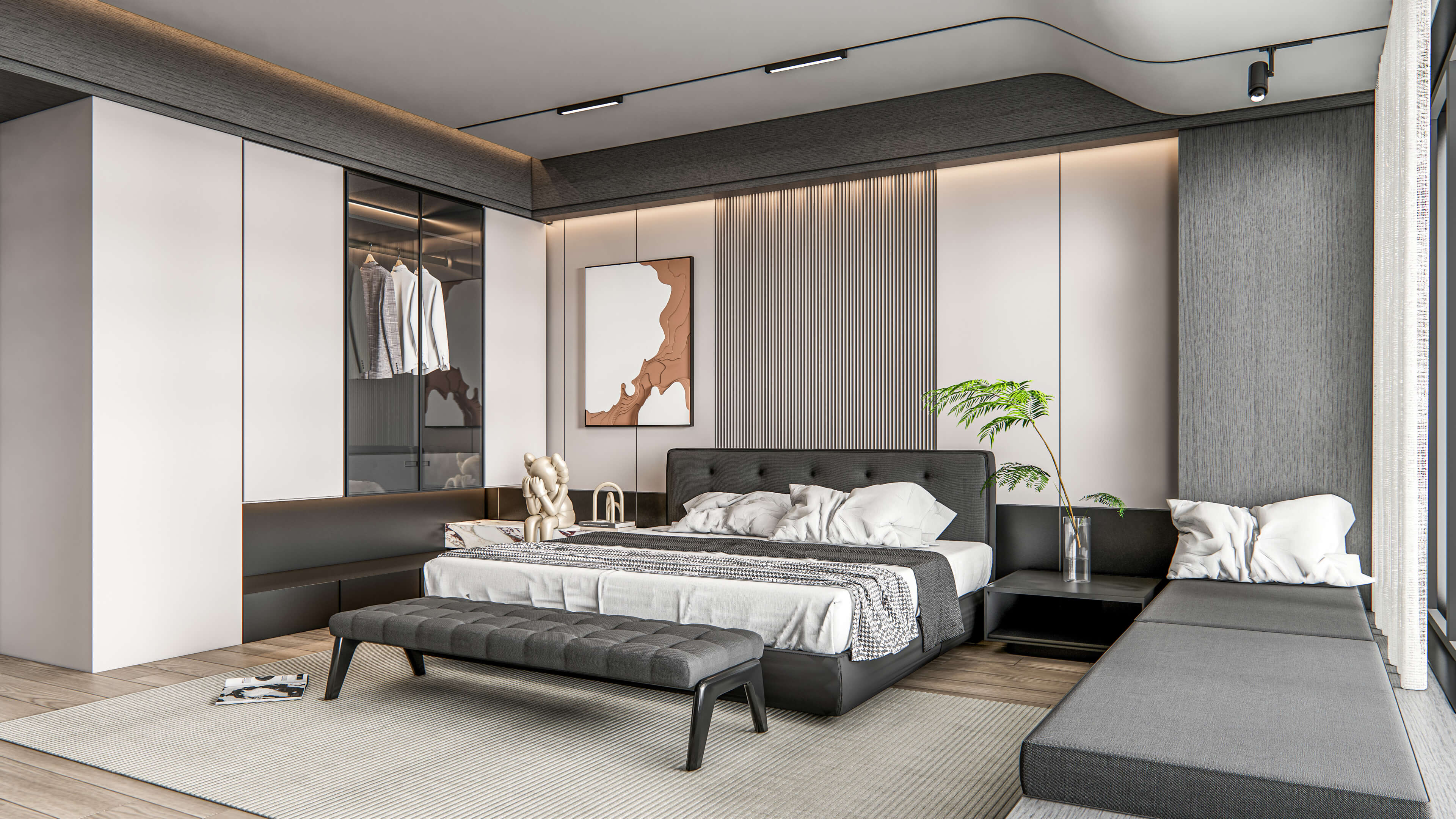 Modern Bedroom Interior Scene - 3D Model by IID Studio