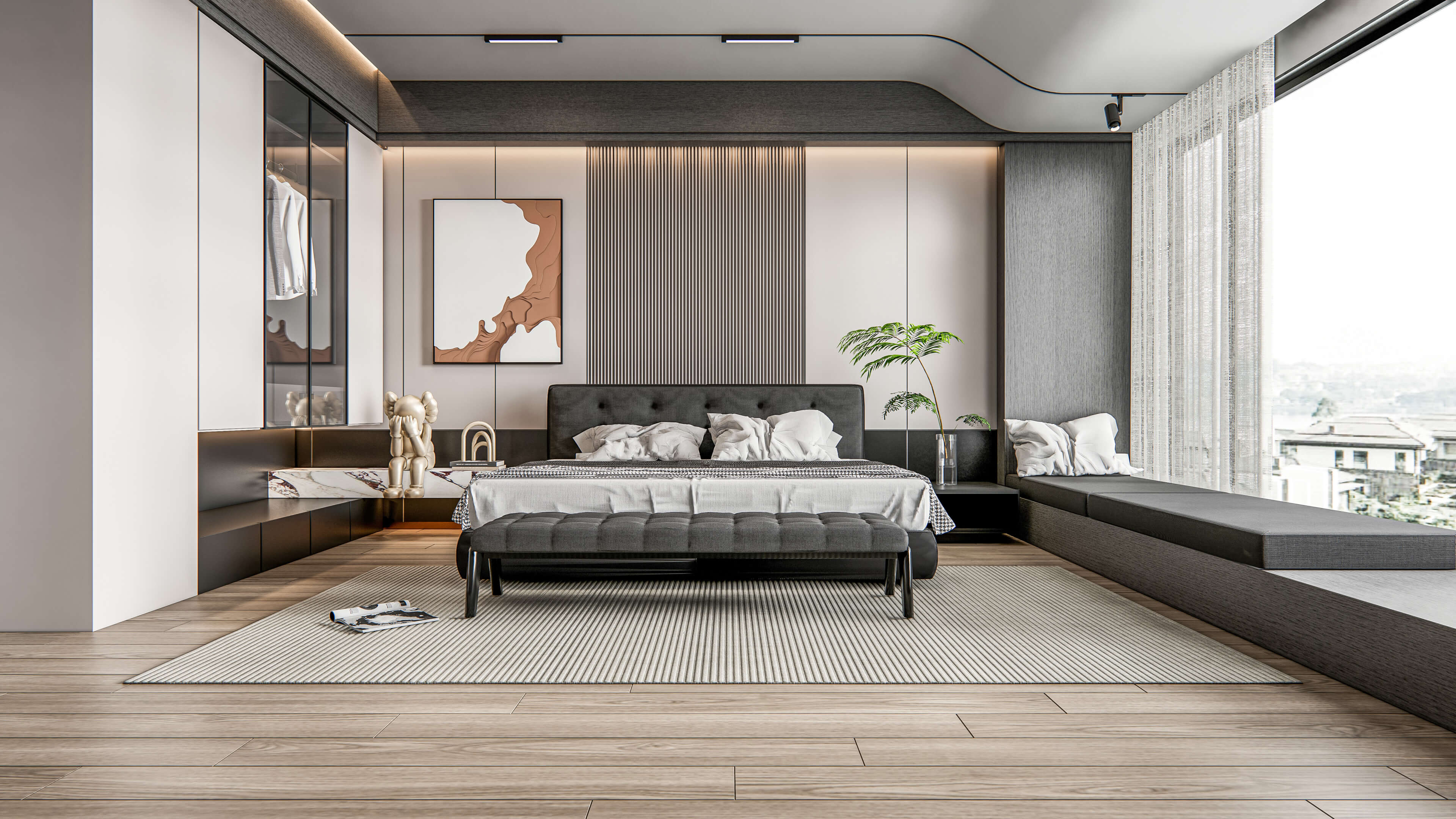 Modern Bedroom Interior Scene - 3D Model by IID Studio