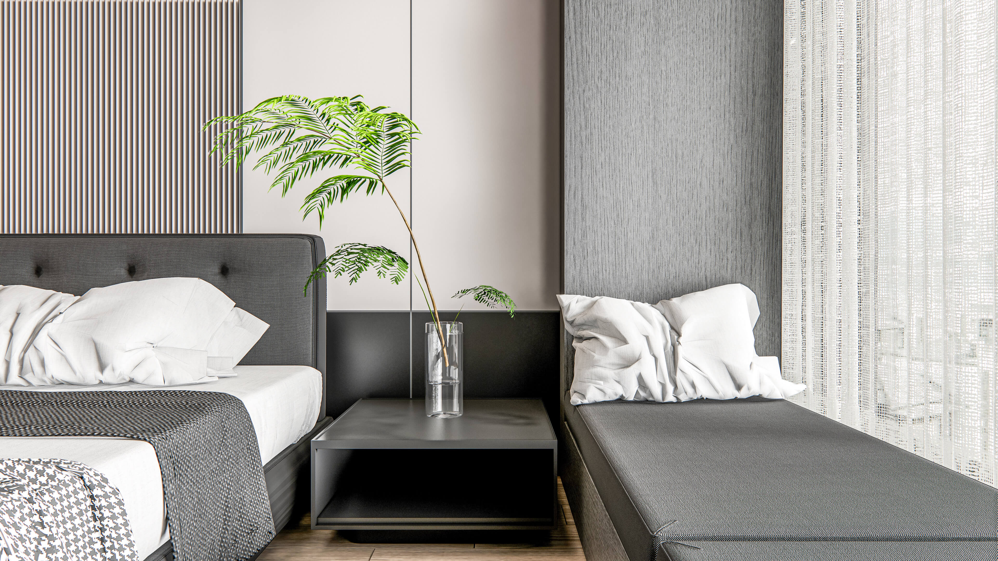 Modern Bedroom Interior Scene - 3D Model by IID Studio