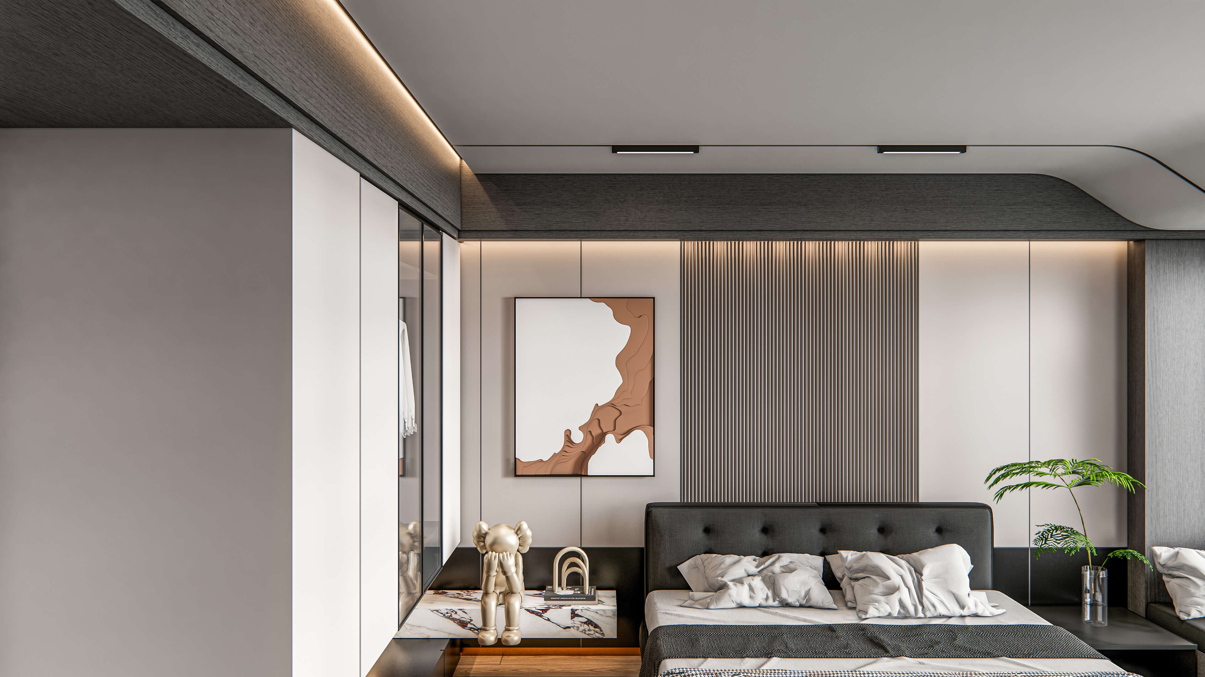 Modern Bedroom Interior Scene - 3D Model by IID Studio