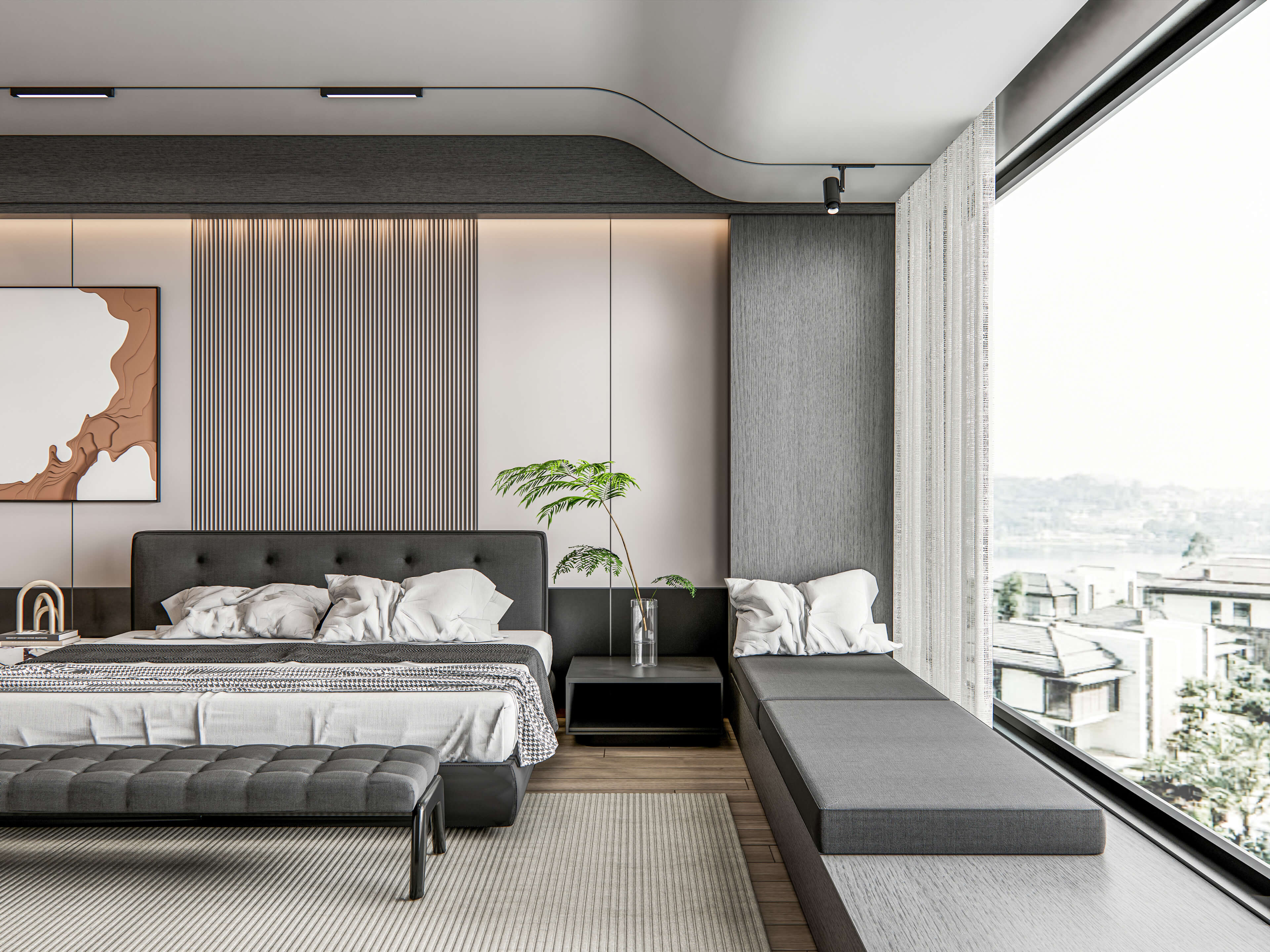 Modern Bedroom Interior Scene - 3D Model by IID Studio