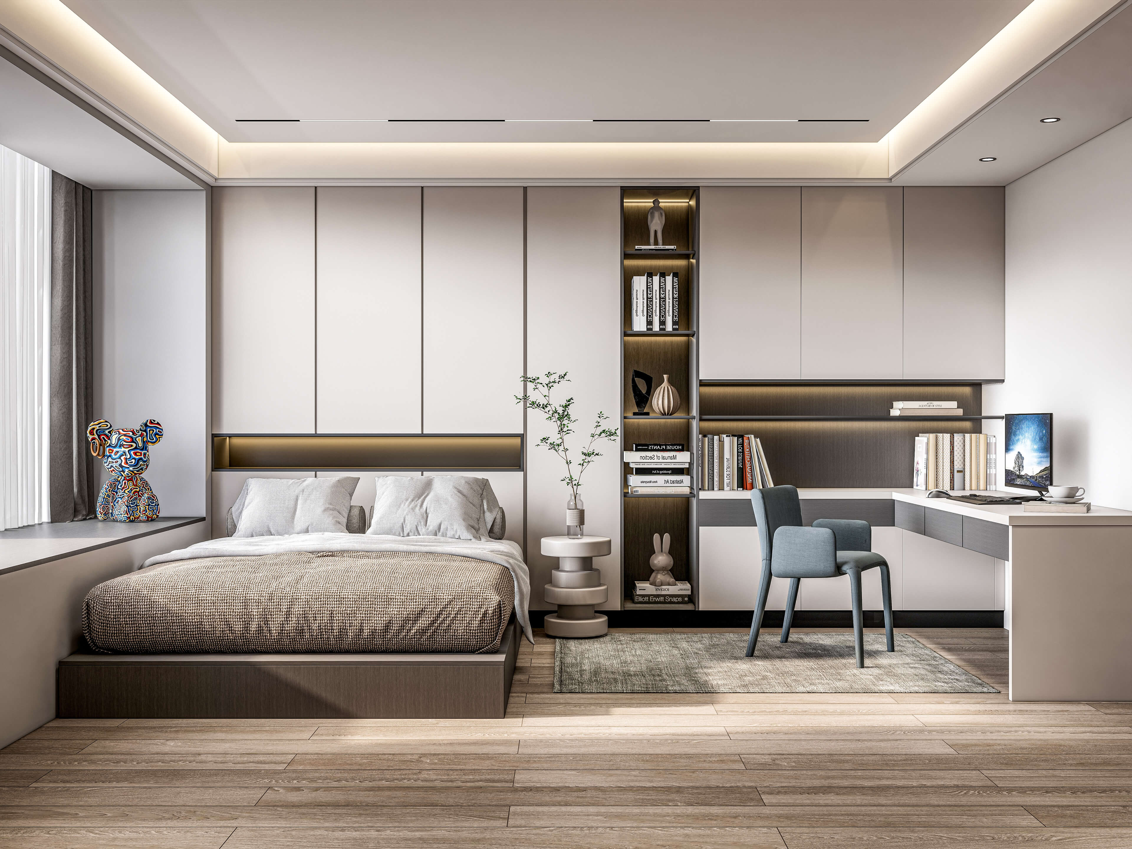 Modern Bedroom Interior Scene - 3D Model by IID Studio