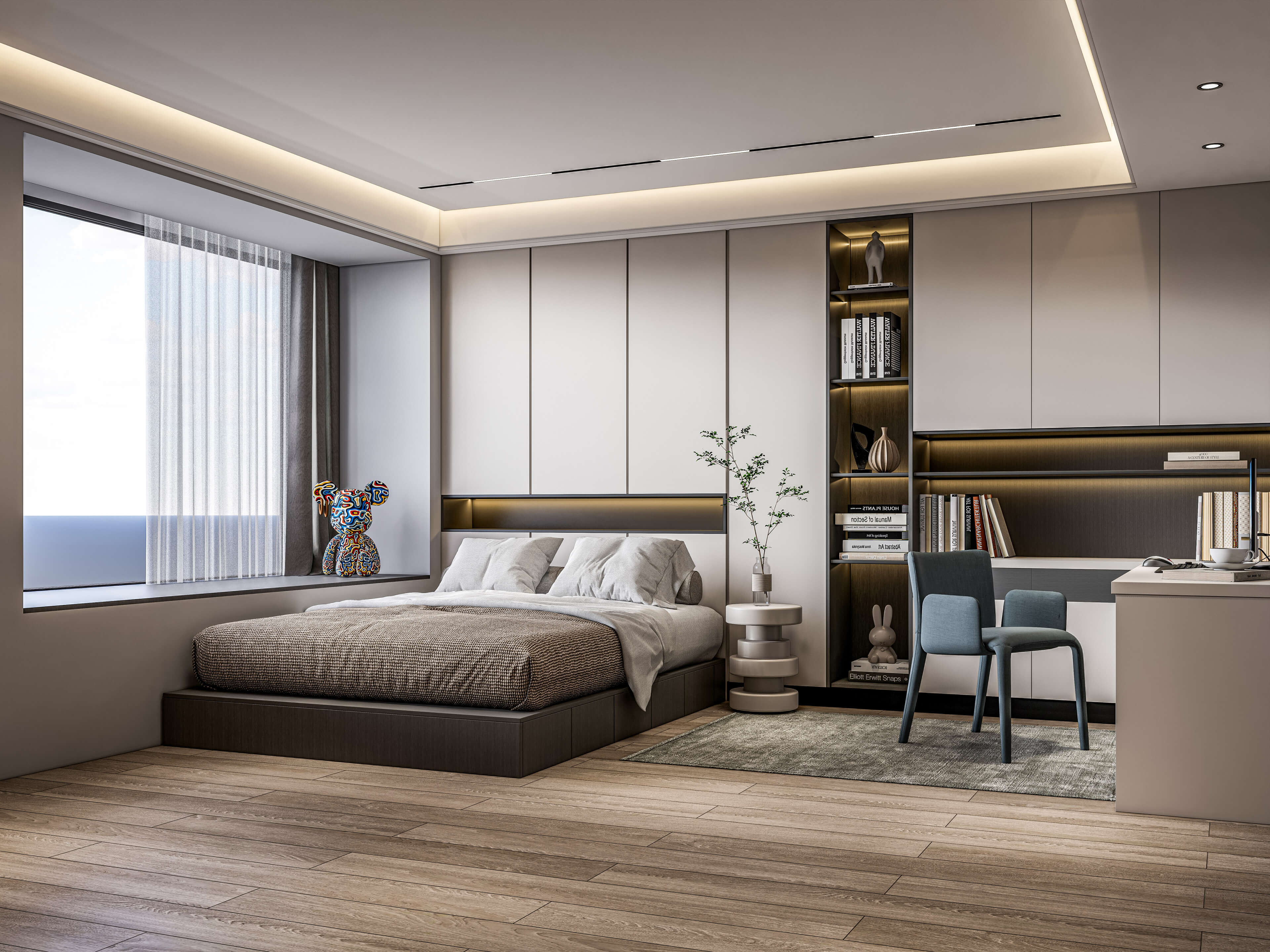 Modern Bedroom Interior Scene - 3D Model by IID Studio