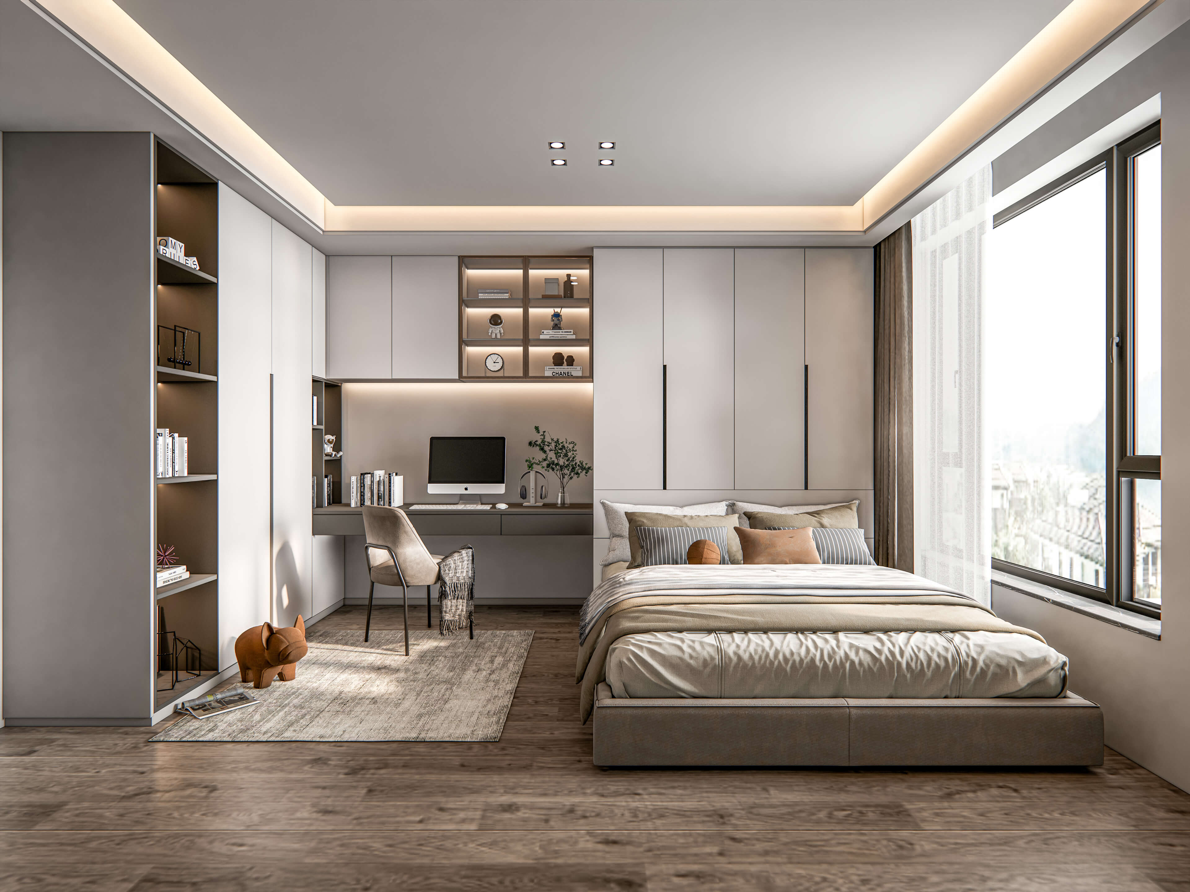 Modern Bedroom Interior Scene - 3D Model by IID Studio