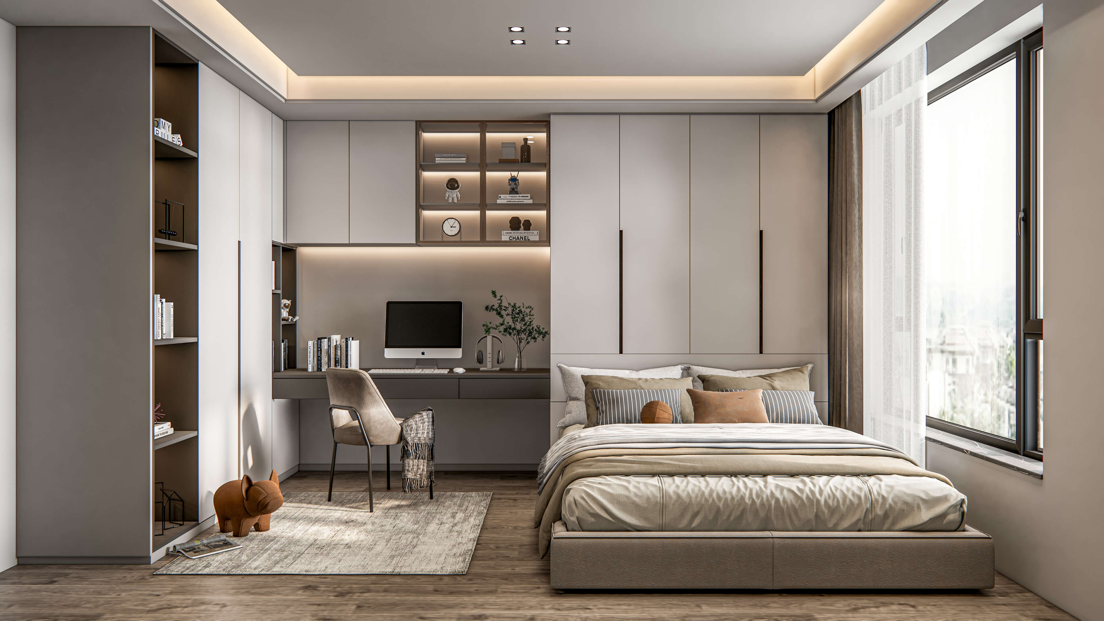 Modern Bedroom Interior Scene - 3D Model by IID Studio