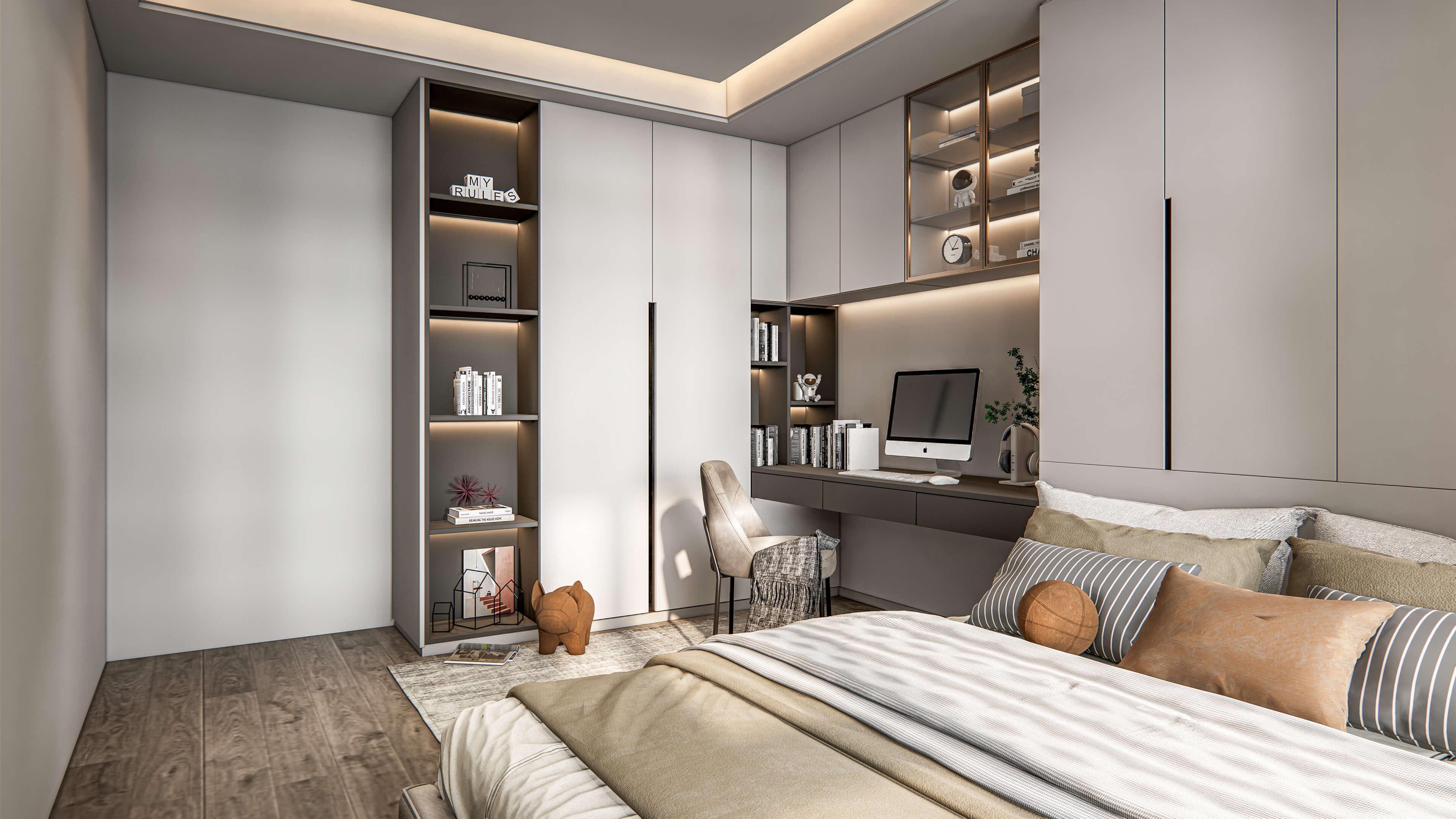 Modern Bedroom Interior Scene - 3D Model by IID Studio