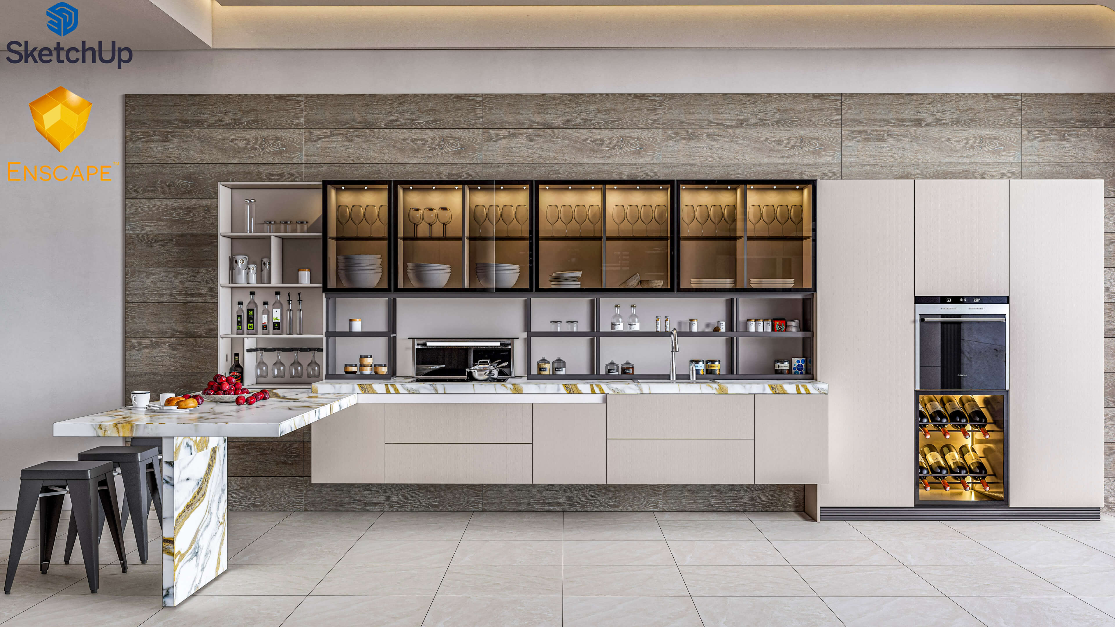 Kitchen Parametric Fully Resizable 14 - 3D Model by IID Studio