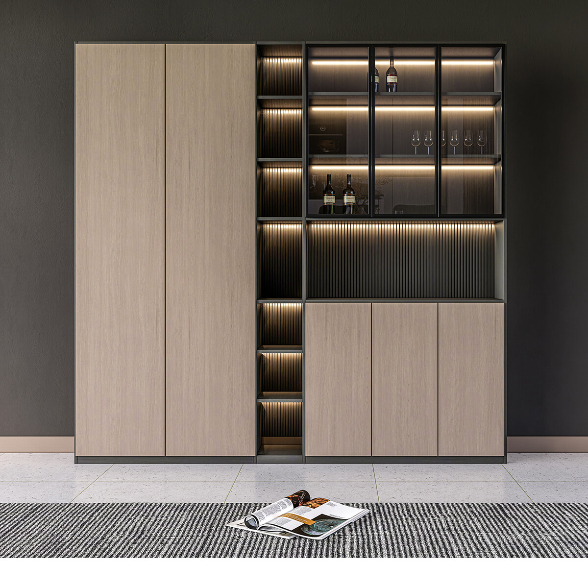 Modern Wine Cabinet Rack Cellar - 3D Model by IID Studio