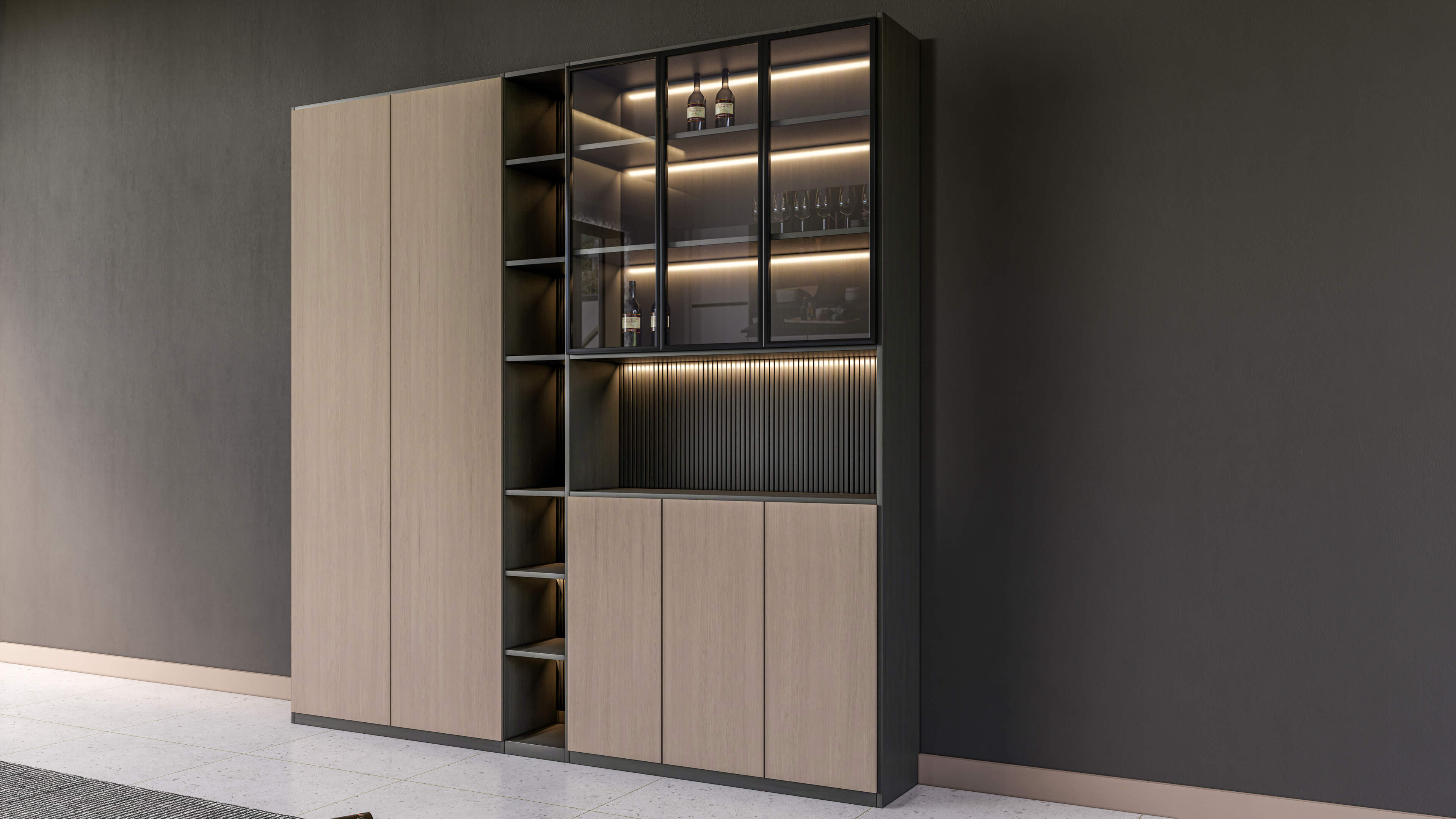 Modern Wine Cabinet Rack Cellar - 3D Model by IID Studio
