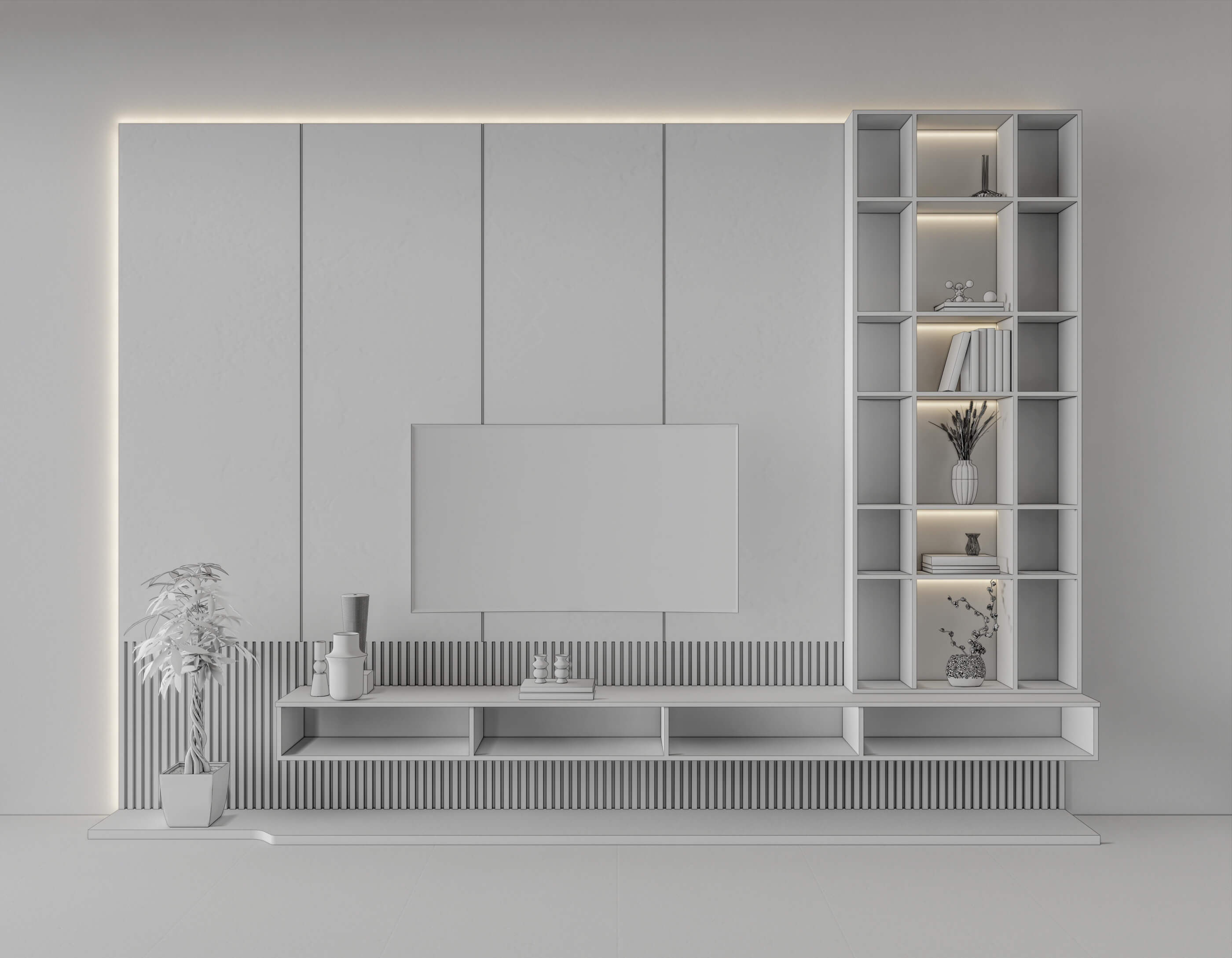 TV Wall Unit - 3D Model by IID Studio