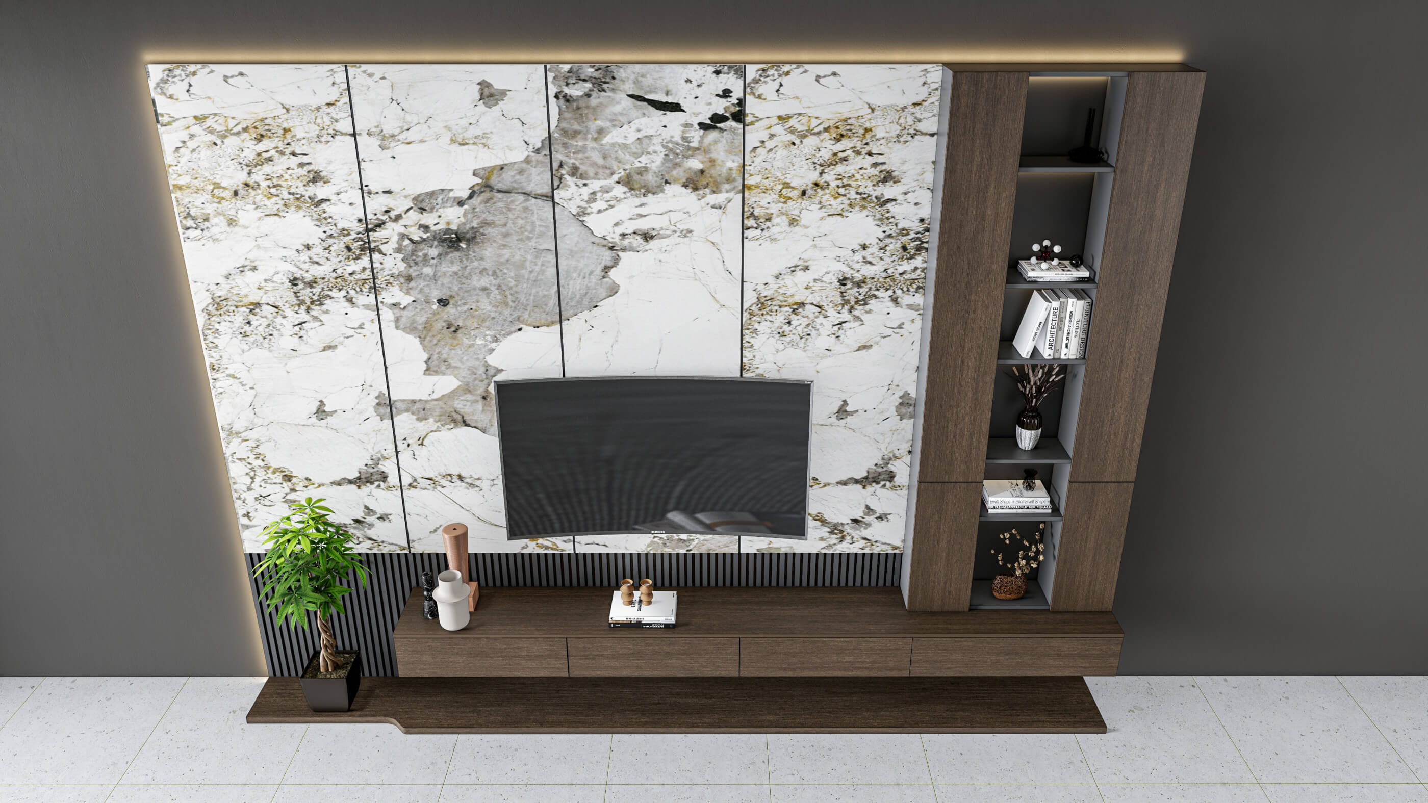 TV Wall Unit - 3D Model by IID Studio