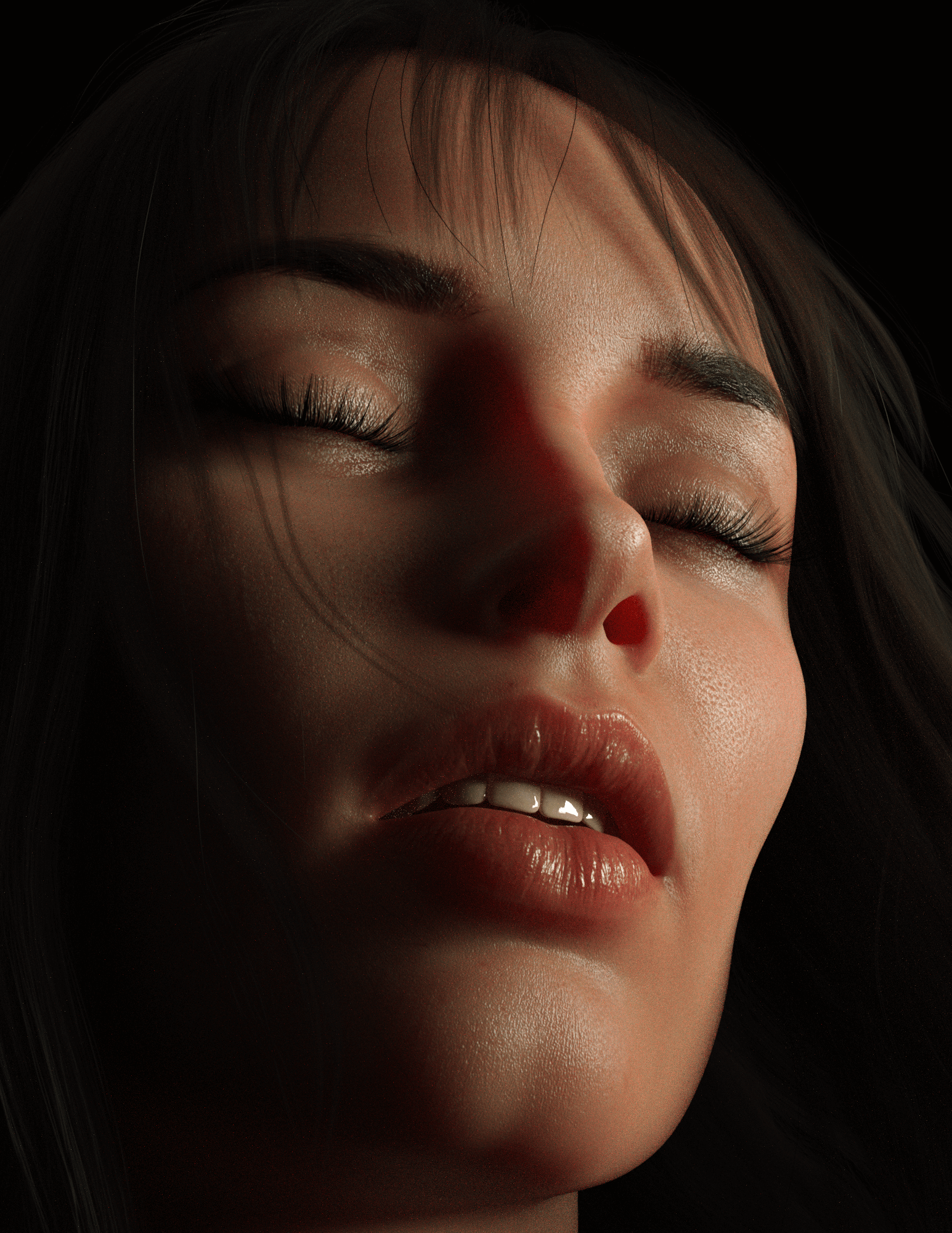 Closed Eyes 3D Render, Digital Art by Ikke46