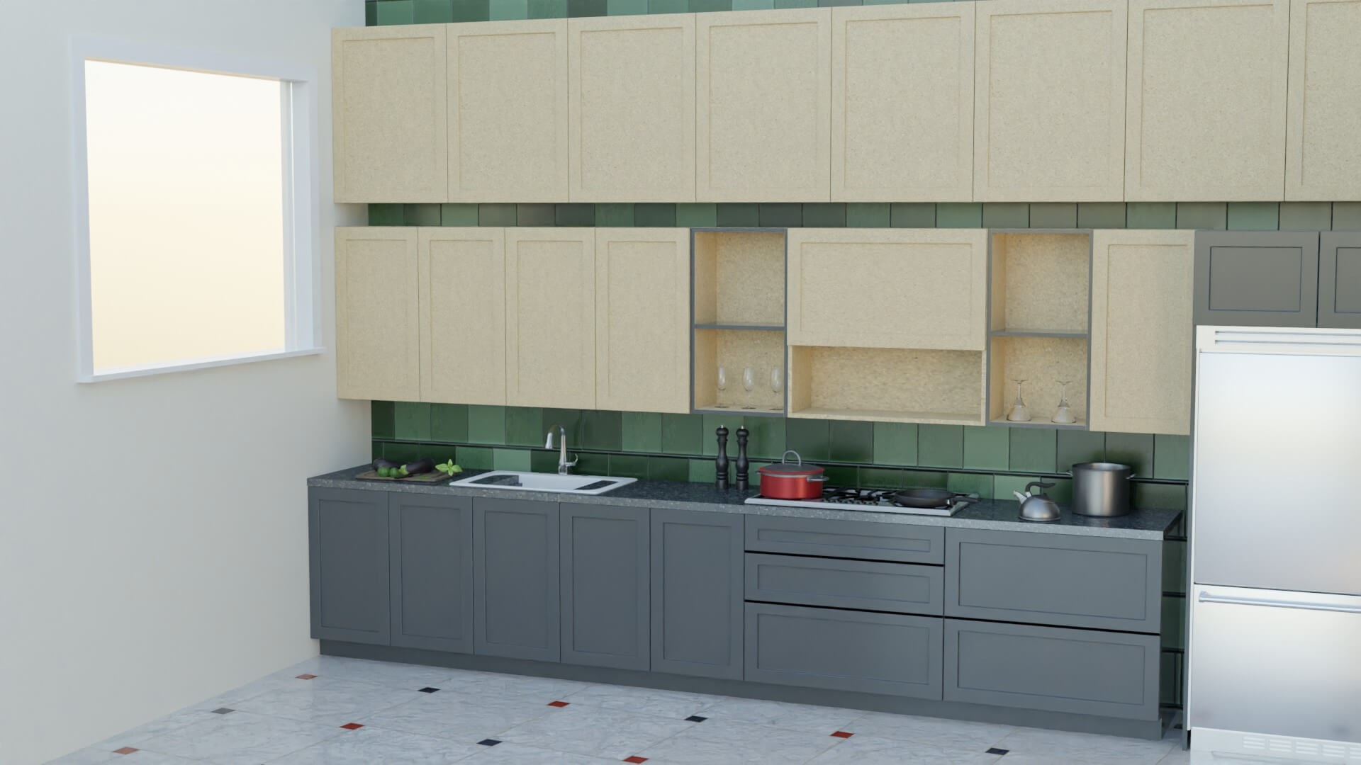 Aluminum Kitchen Cabinet - 3D Model by ilham45